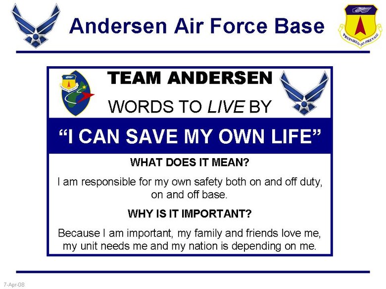 Wing safety briefs on hot topics > Andersen Air Force Base > Articles