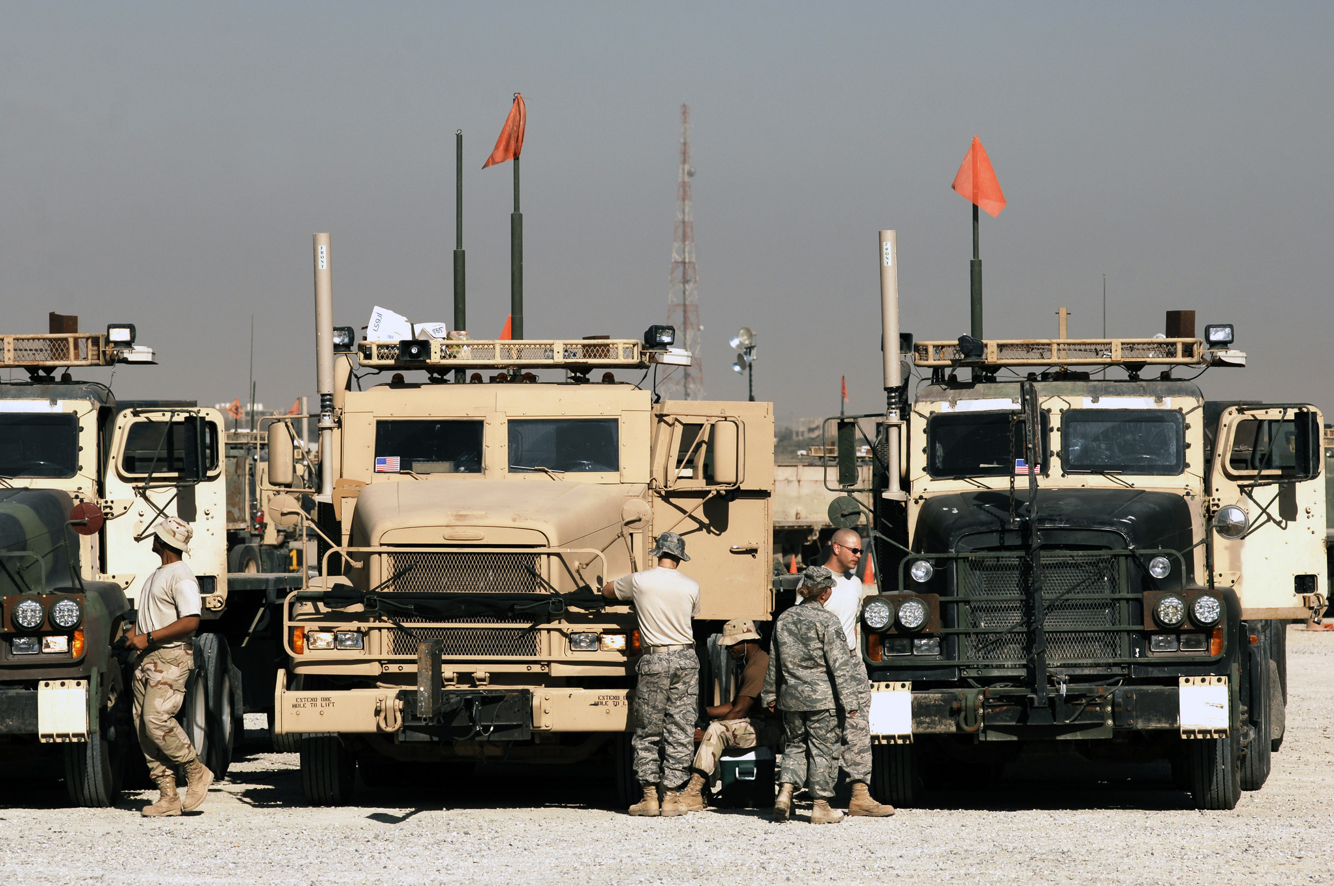 Airmen supporting the Army Support Line-Haul Convoy movements in and ...