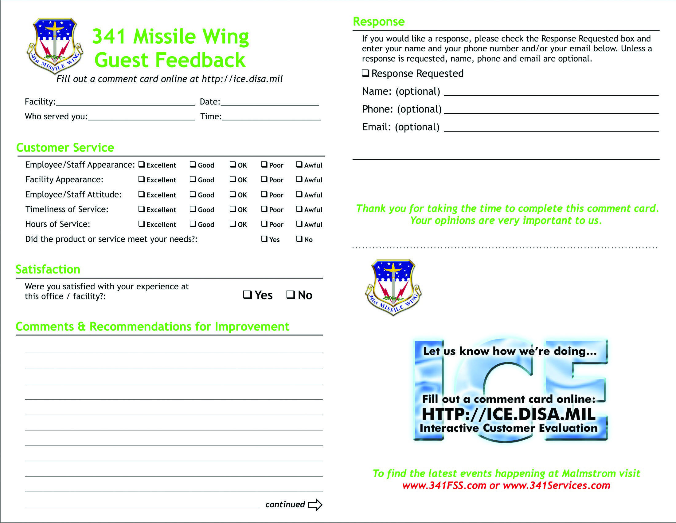 Customer service key issue to wing leadership > Malmstrom Air Force ...