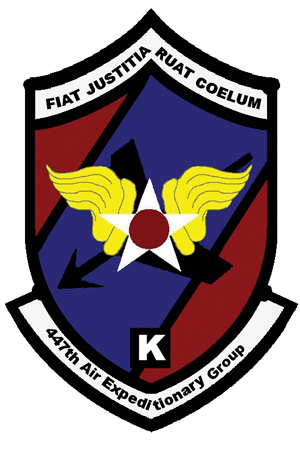 447th Air Expedtionary Group shield. Sized 1.5-by-2.25 inches at 200 ...