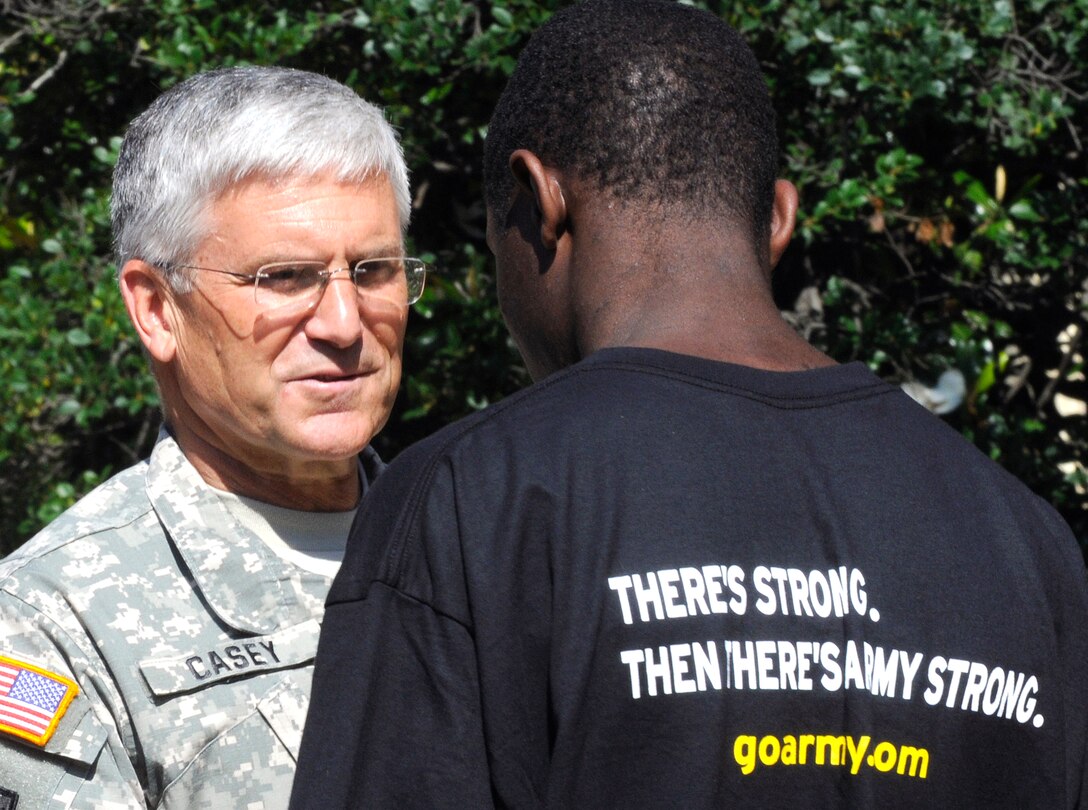 Chief of Staff of the Army Gen. George W. Casey Jr. greets a new ...