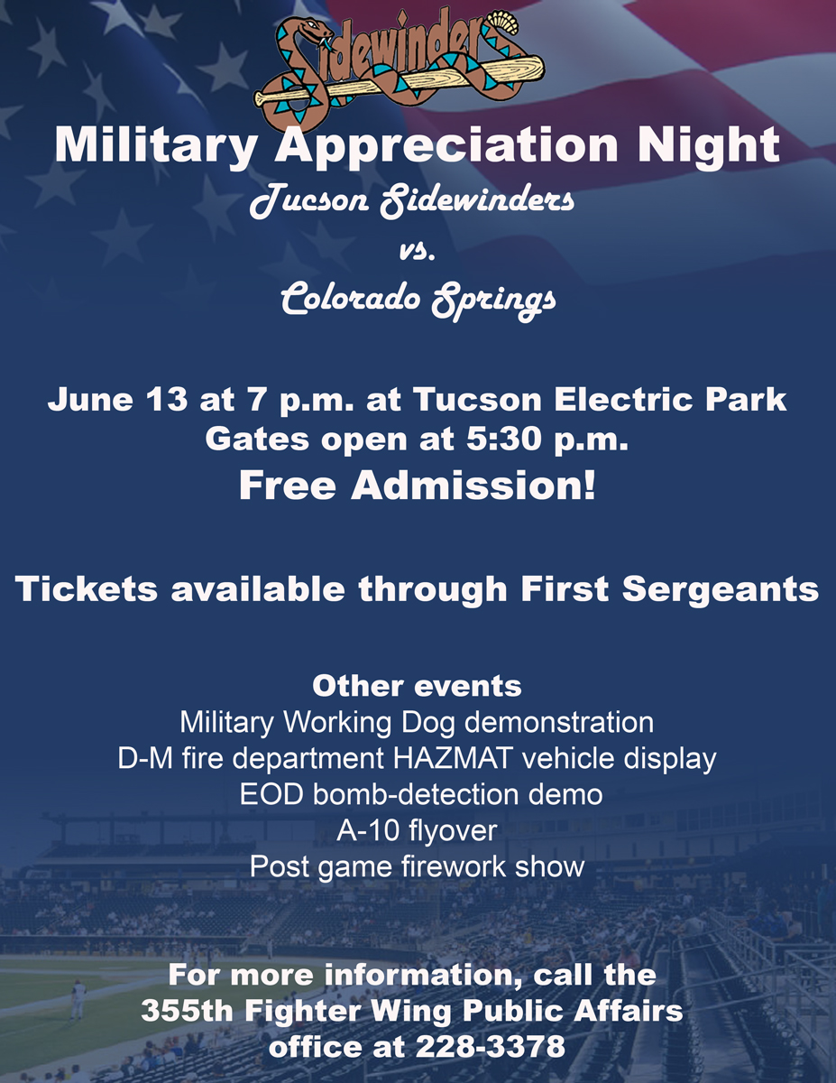 Military appreciation night at TEP > Davis-Monthan Air Force Base ...