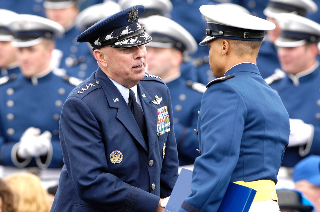 Air Force Chief of Staff Gen. T. Michael Moseley offers congratulations ...