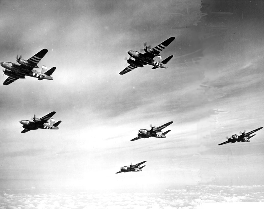 B-26s with invasion stripe markings