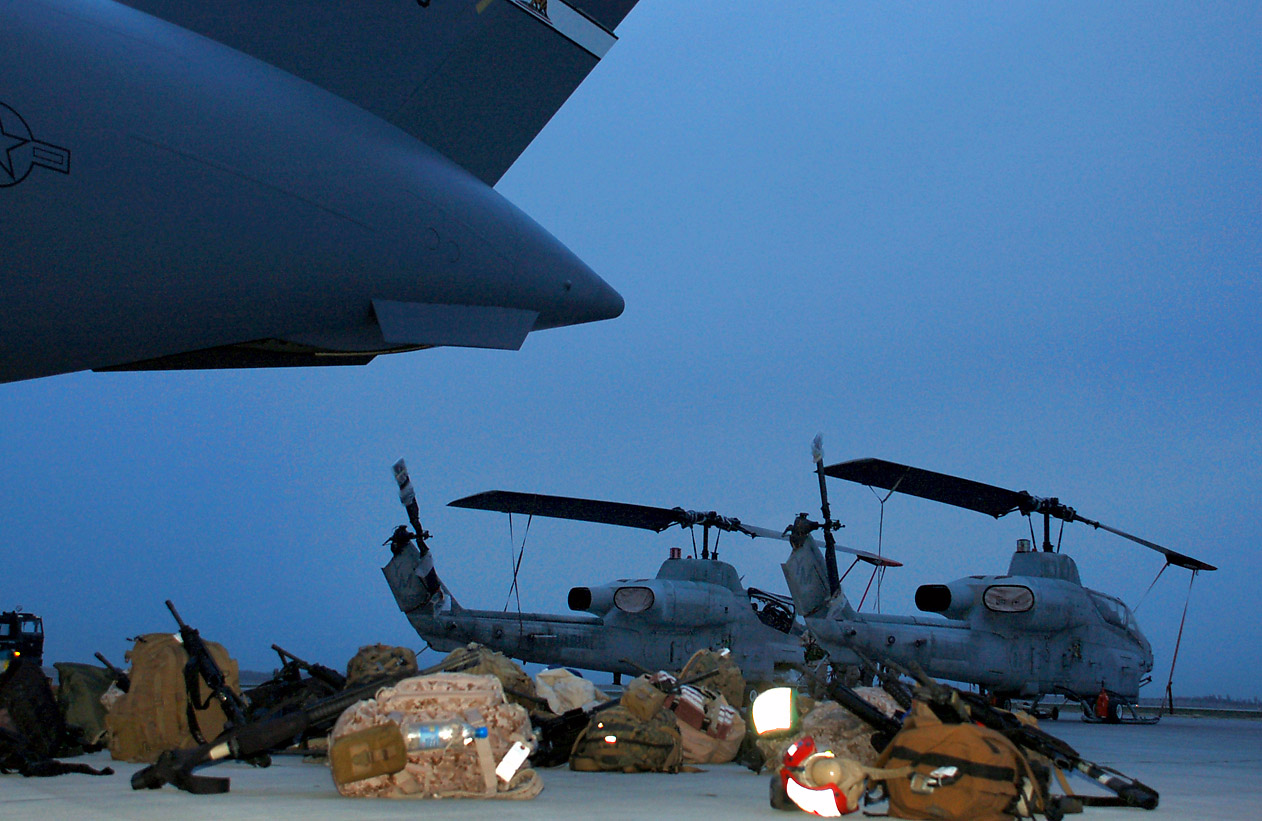 Marines move through Manas Air Base