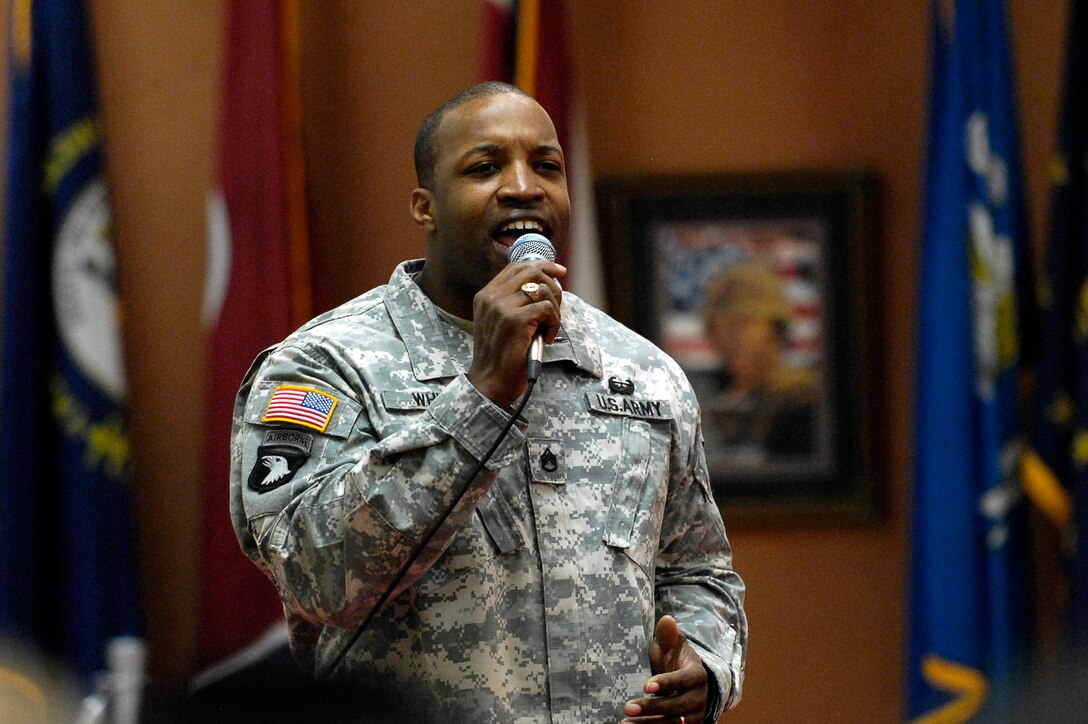 U.S. Army Staff Sgt. White sings the song, "American Soldier ...