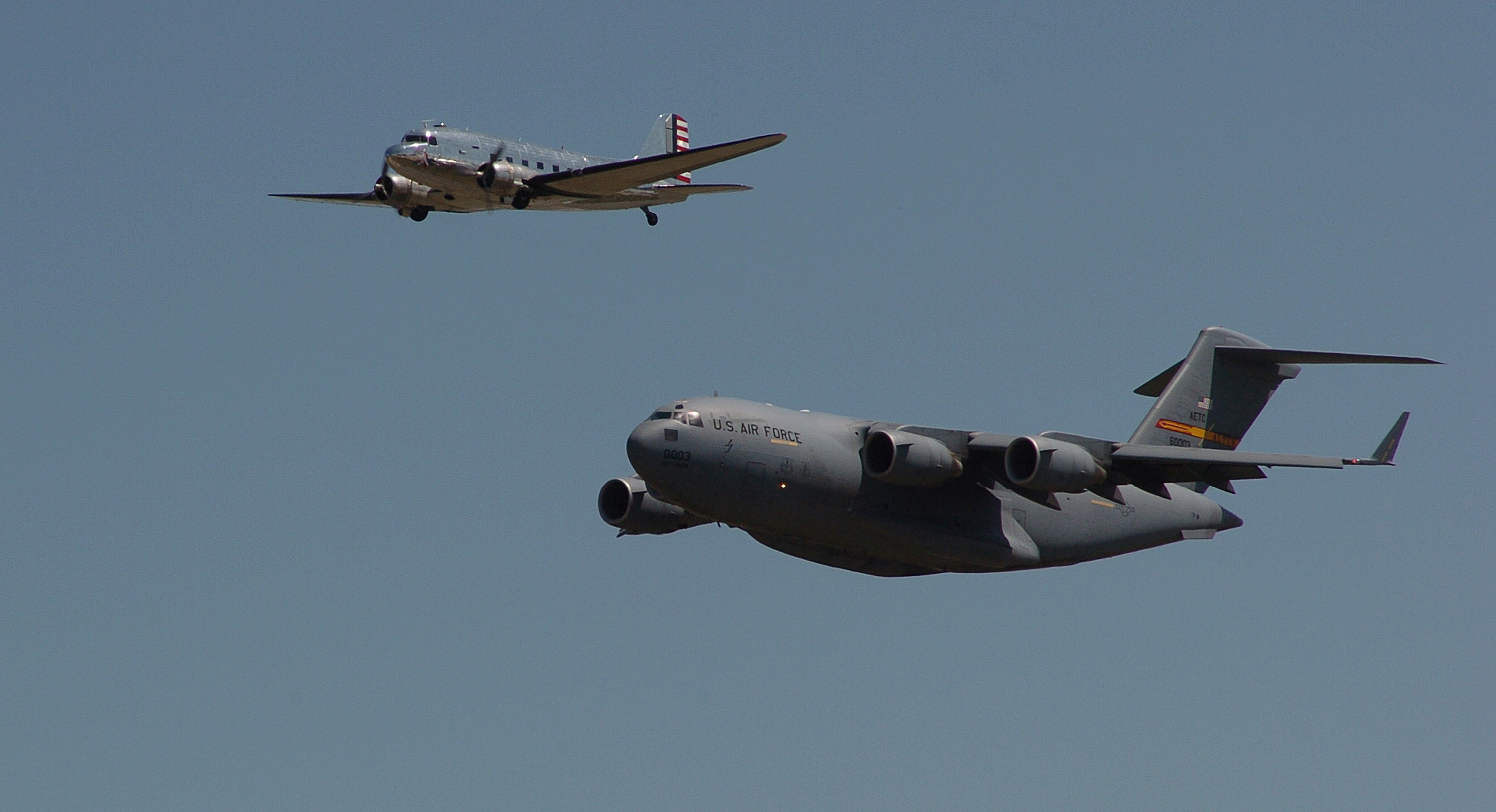 C-17 Globemaster III and C-47 Skytrain Heritage Flight believed to be ...