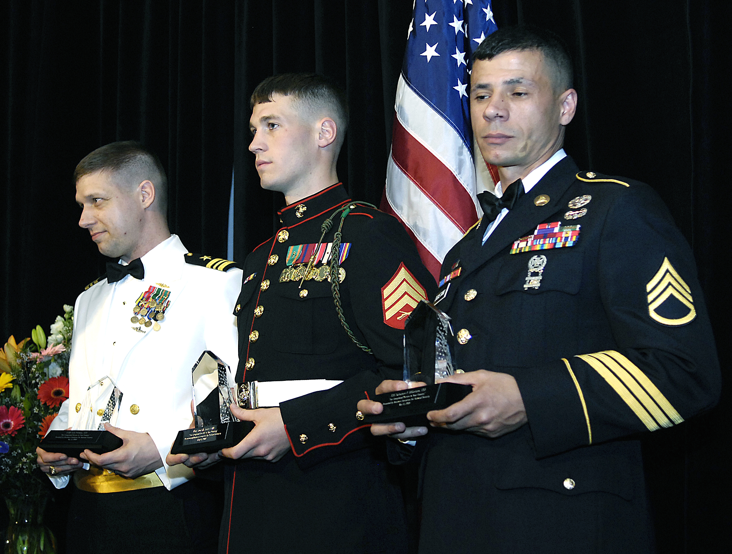 U.S. Army Staff Sgt. Salvatore DiGaetano, right, U.S. Marine Corps Sgt ...