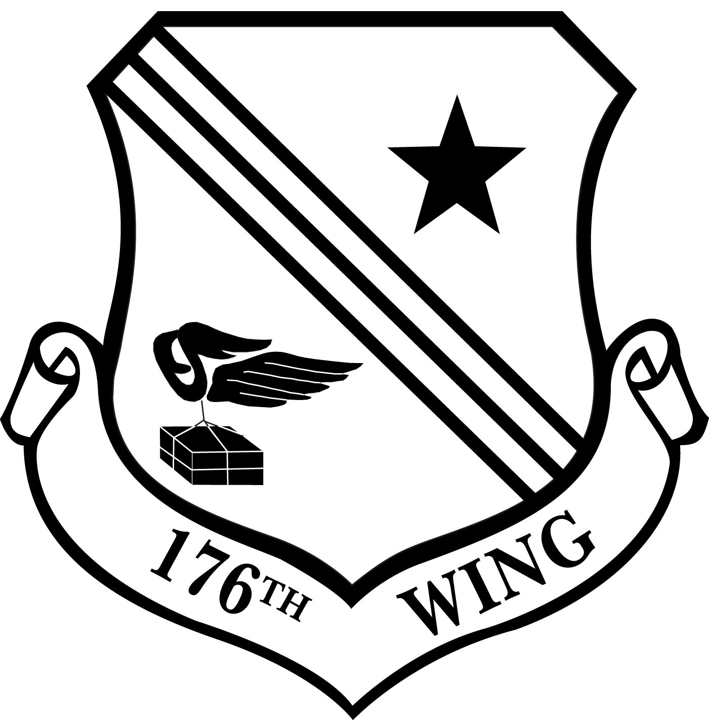 176th Wing, emblem, black and white