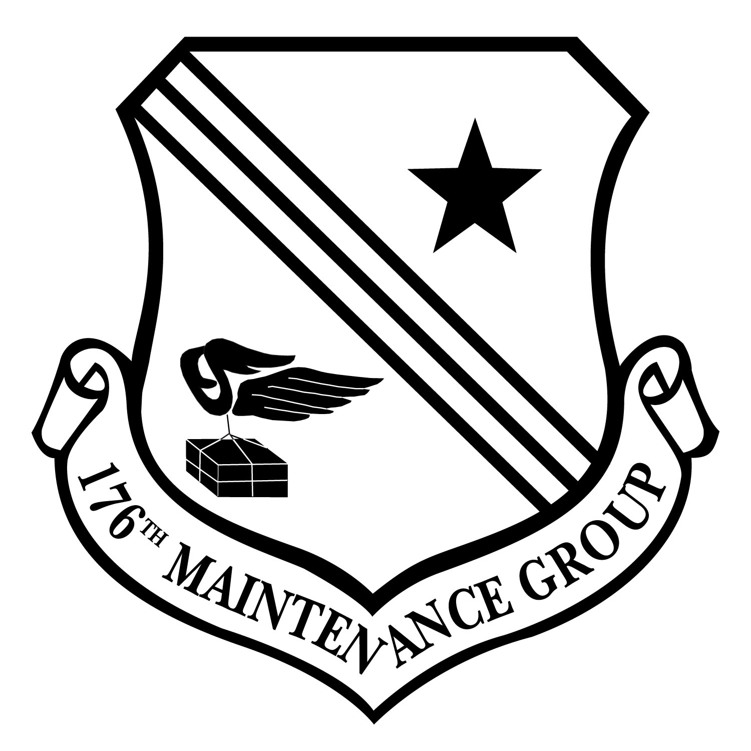 176th Maintenance Group, emblem, black and white