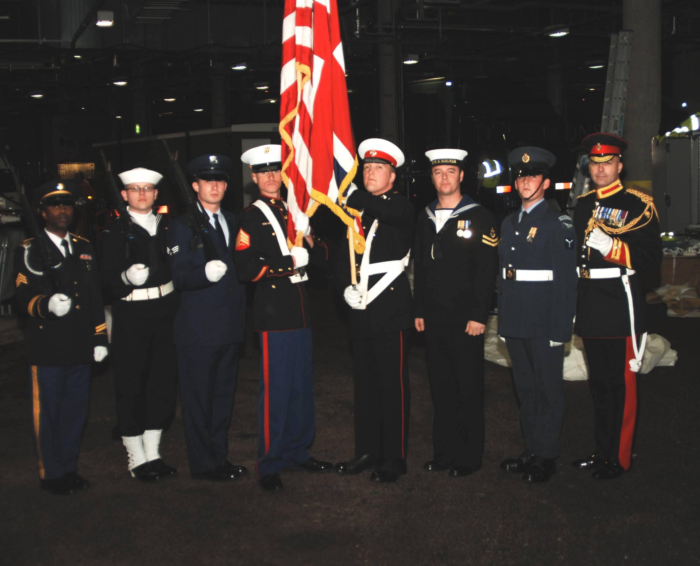 Members of the Joint Service Color Guard from the JAC and United Kingdom