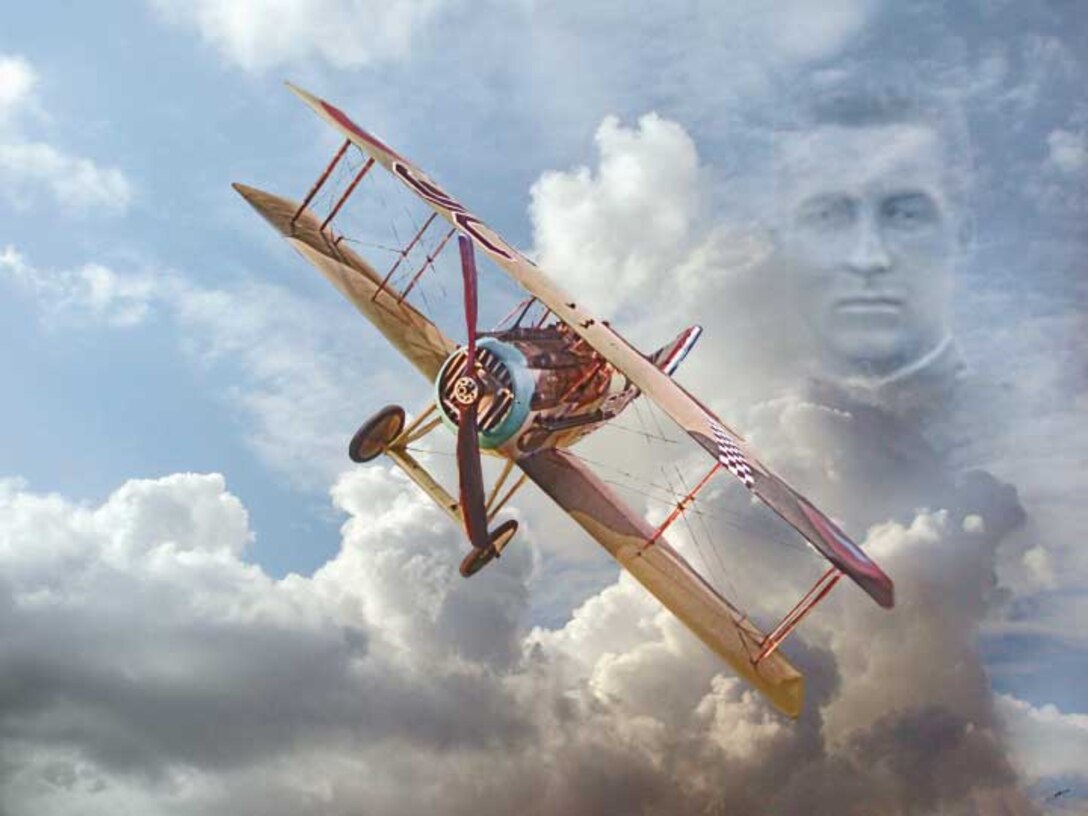 Frank Luke WWI American Fighter Ace with SPAD XIII.