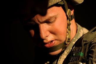 U.S. Army 1st Lt. Matt Geib checks his gear.