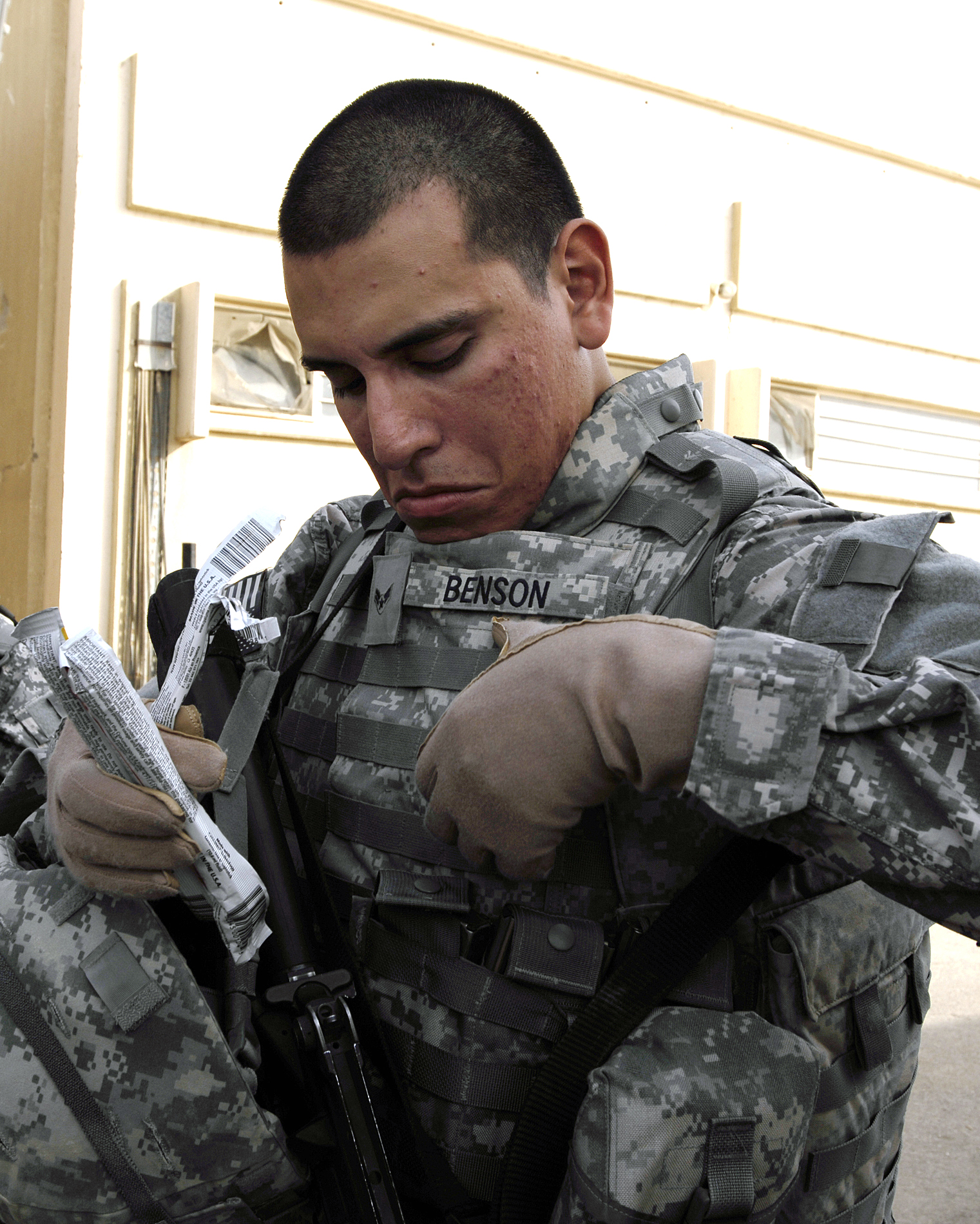 U.S. Air Force Airman 1st Class George Benson gears up for his first ...