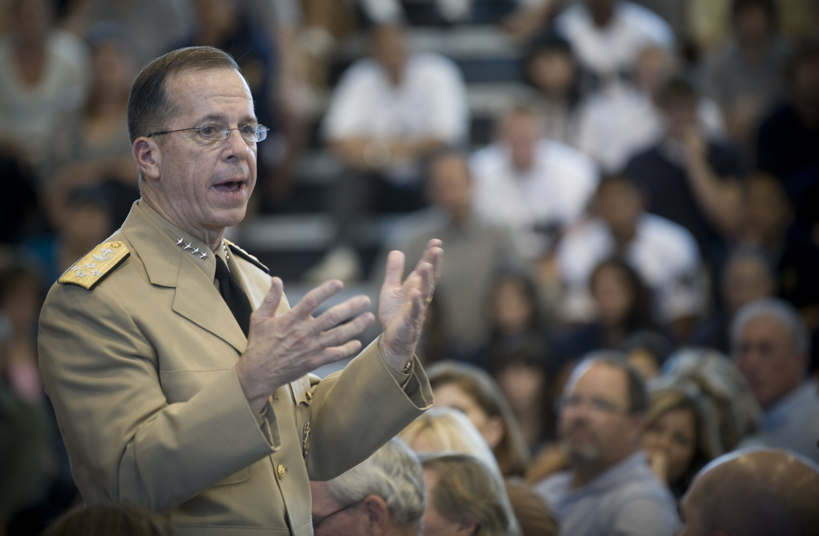 Navy Adm. Mike Mullen, chairman of the Joint Chiefs of Staff, addresses ...