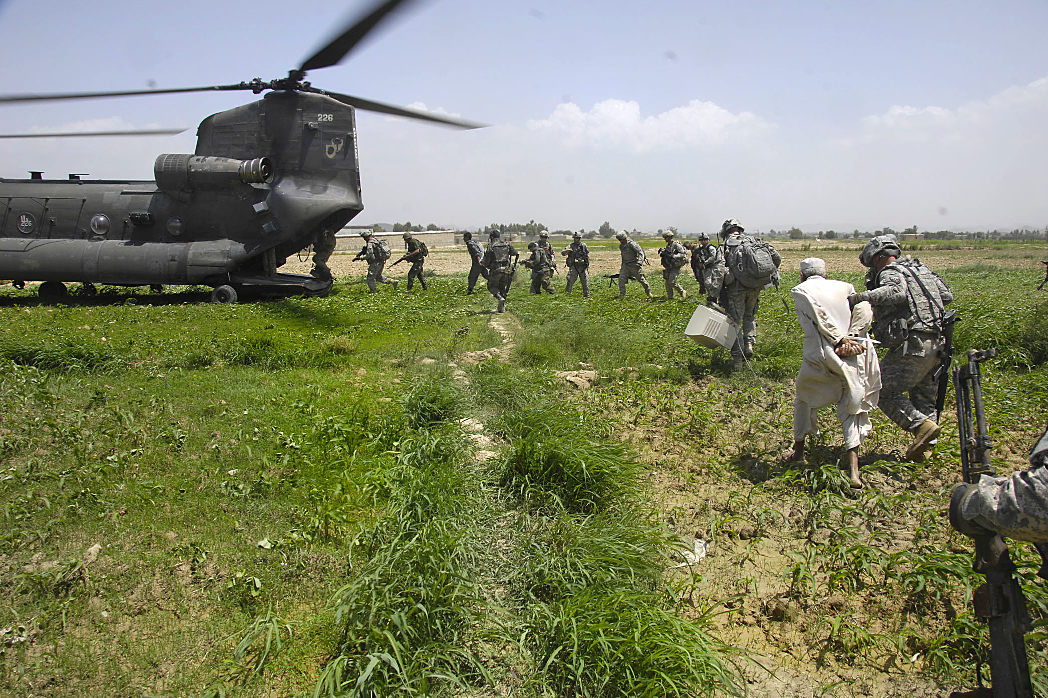 During Operation Champion Sword, U.S. Army soldiers board a CH-47 ...