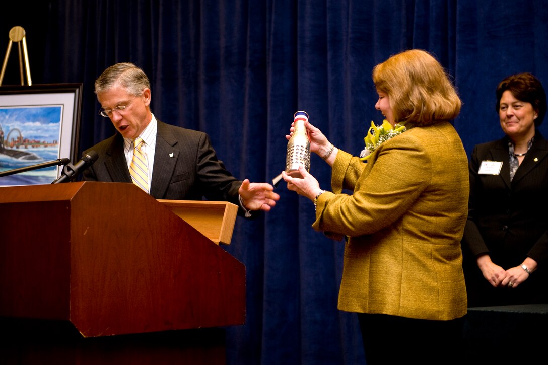 Becky Gates, wife of Defense Secretary Robert M. Gates, is presented ...