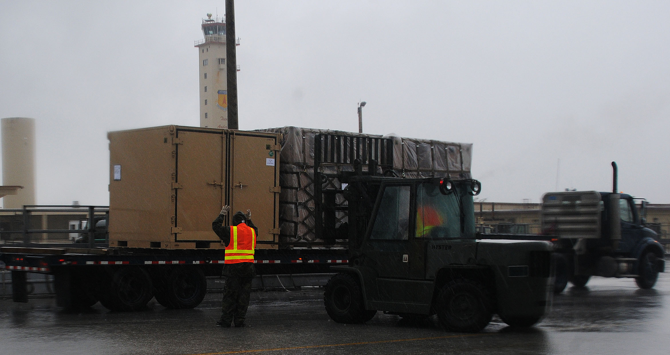 Cargo awaits simulated loading during ORE > Andersen Air Force Base ...