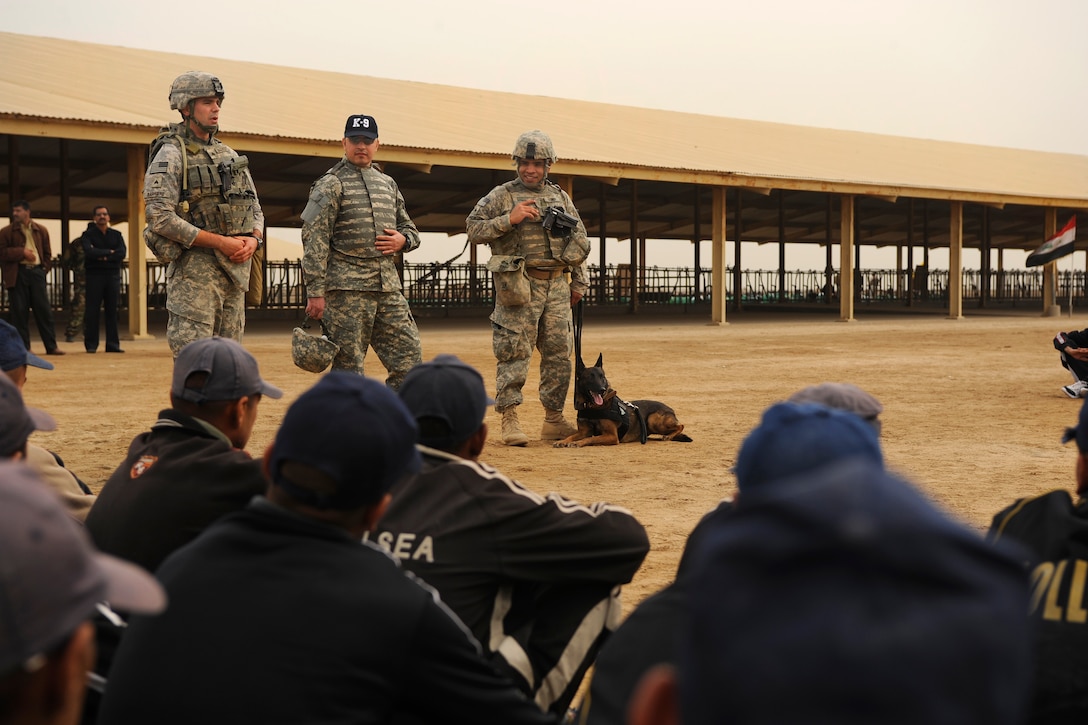 U.S. Army Sgt. Tyler Barriere and U.S. Army Sgt. Troy Stiner explain ...