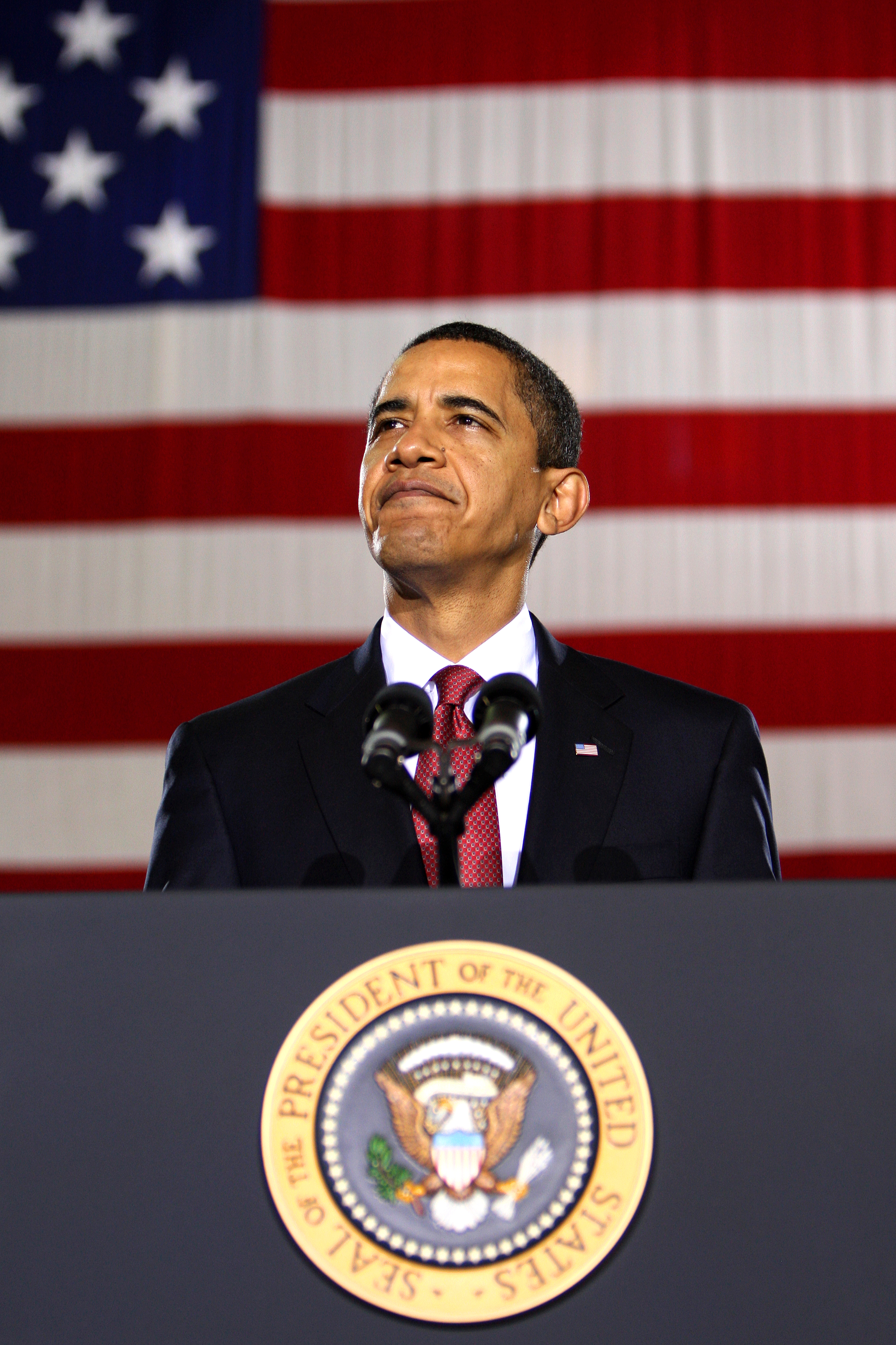 President Barack Obama talks to troops and civilians during his visit ...