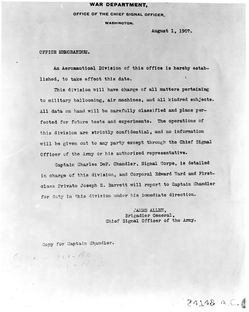 Office memorandum from Brig. Gen. James Allen, dated 8/1/07