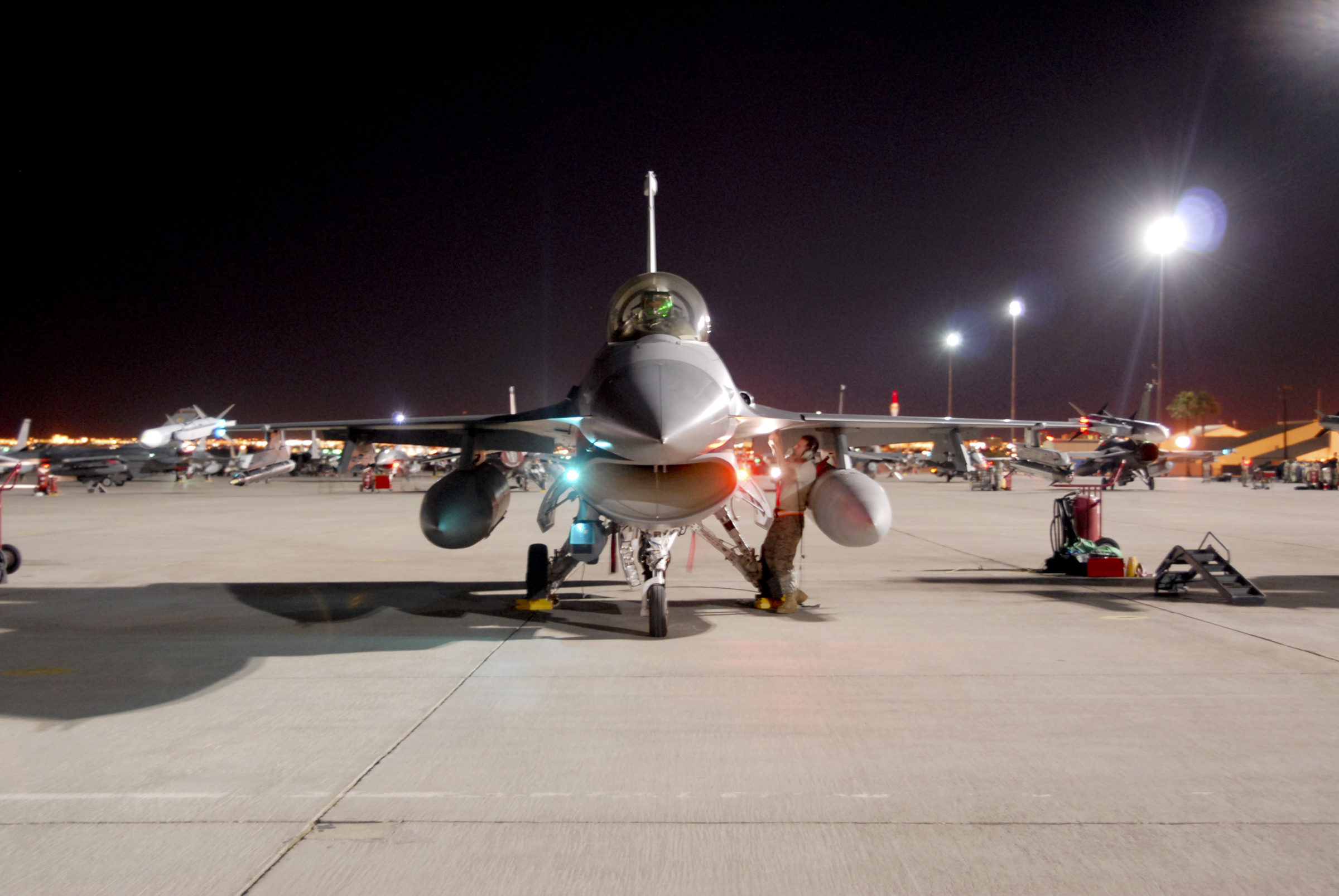 Night exercise, ready to go