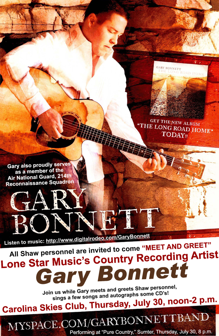 Country singer Gary Bonnet to visit Shaw > Shaw Air Force Base ...