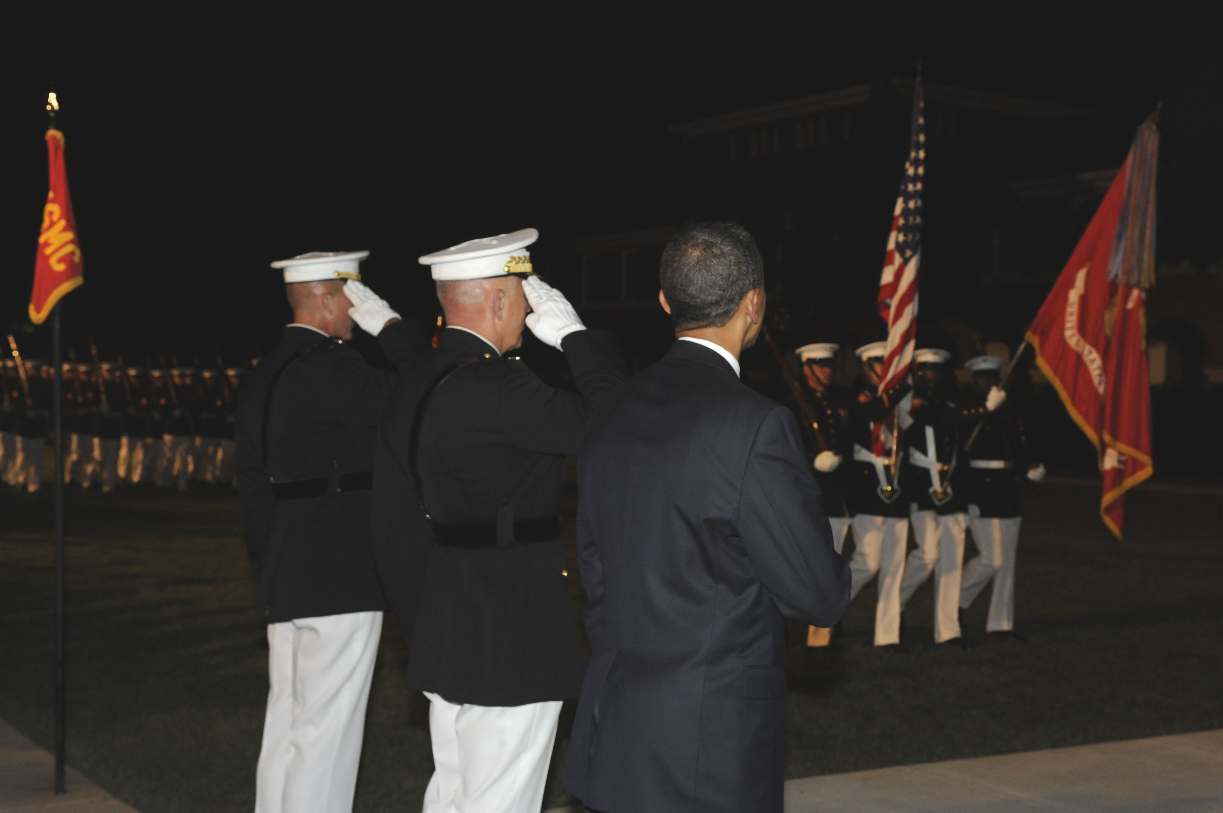 Marine Barracks Washington Commanding Officer Col. Andrew Smith, left ...
