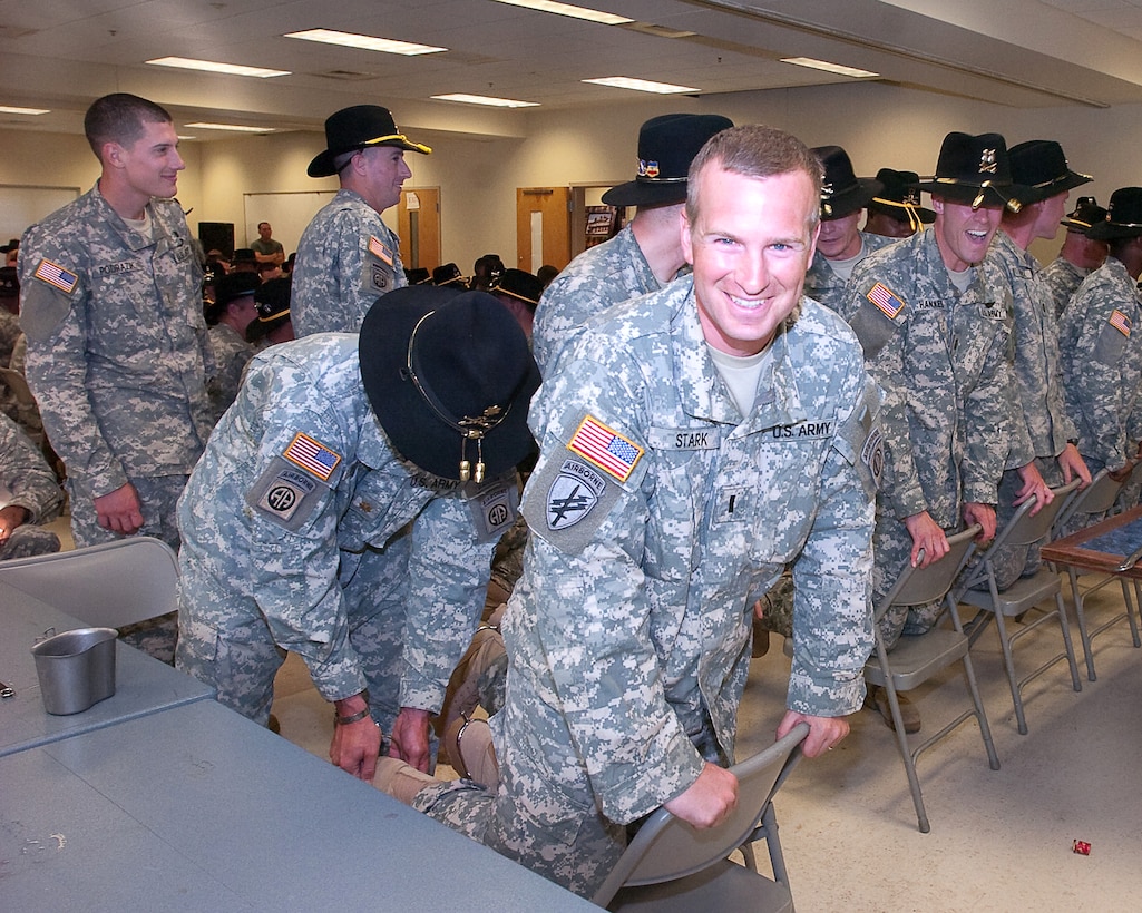 U.S. Army 1st Lt. Grant L. Stark receives his silver spurs upon ...