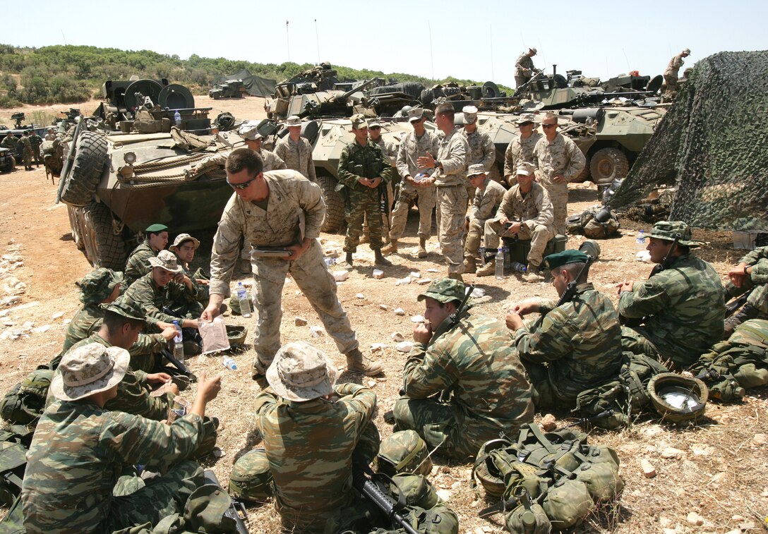 Greek Marines get a chance to taste Meals Ready-to-Eat they received ...