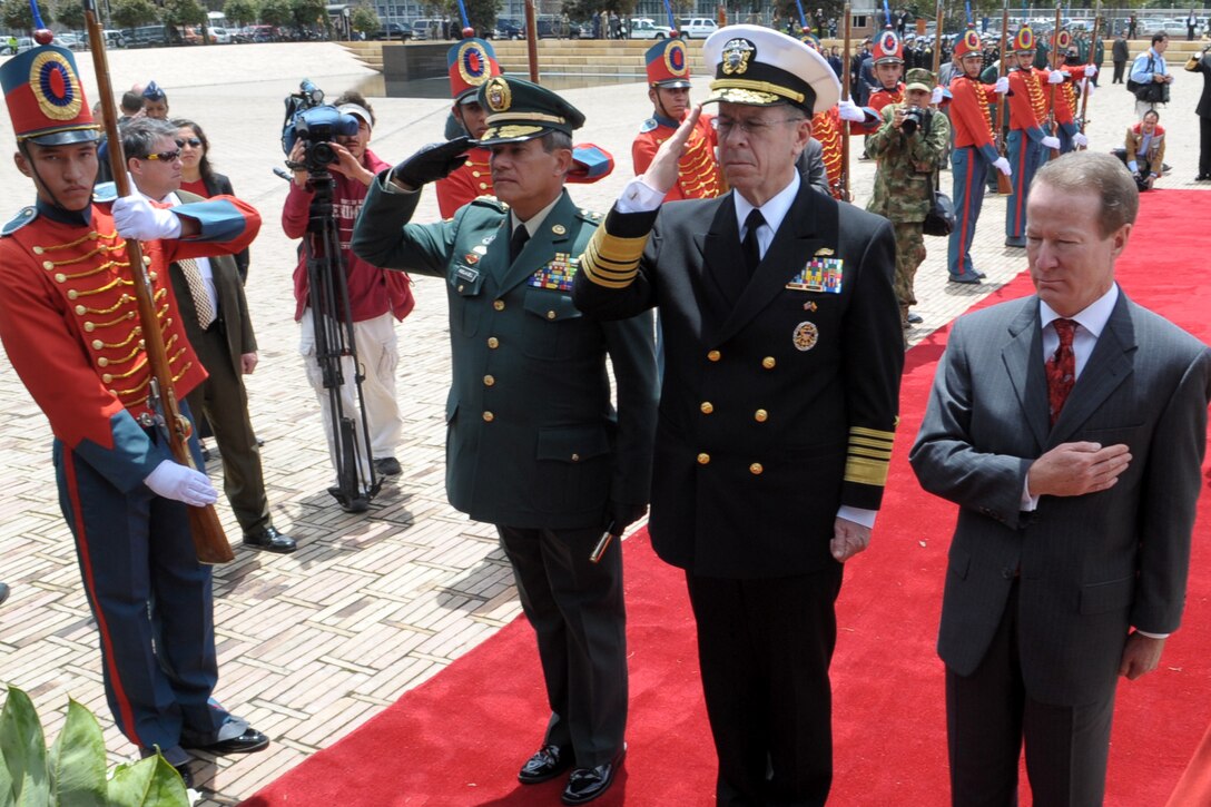 From left, Colombian Chief of Defense Gen. Freddy Padilla, U.S. Navy ...