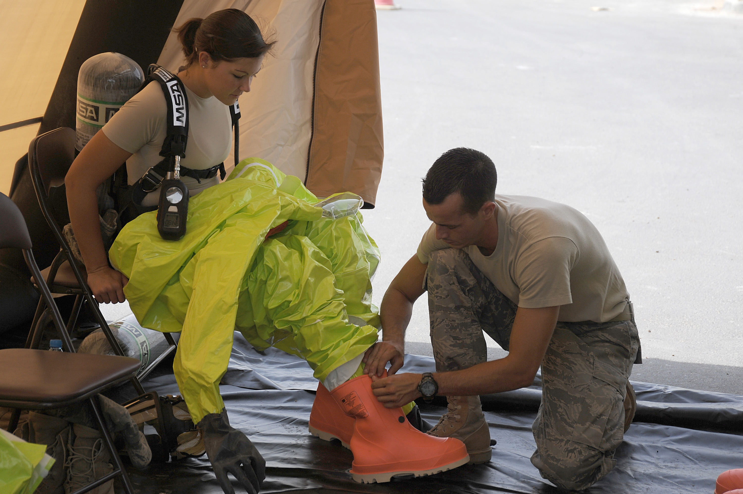 Preparing for decontamination > U.S. Air Forces Central > 380AEW ...