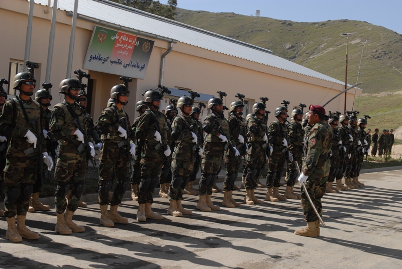 Afghan National Army commandos of the 6th Kandak conduct a welcoming ...