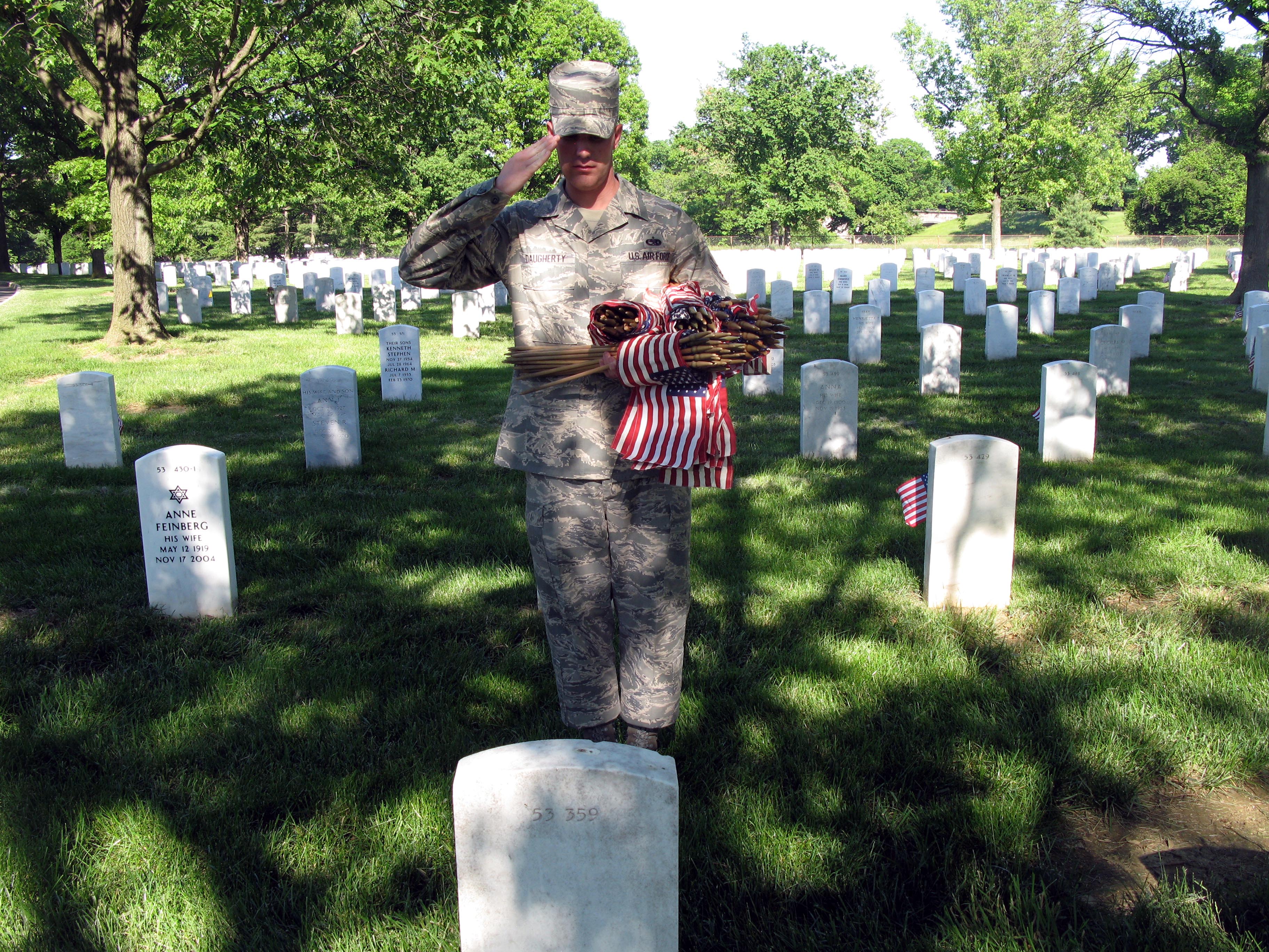 Airman Jacob Proffer, a member of the Air Force Honor Guard, pauses to ...