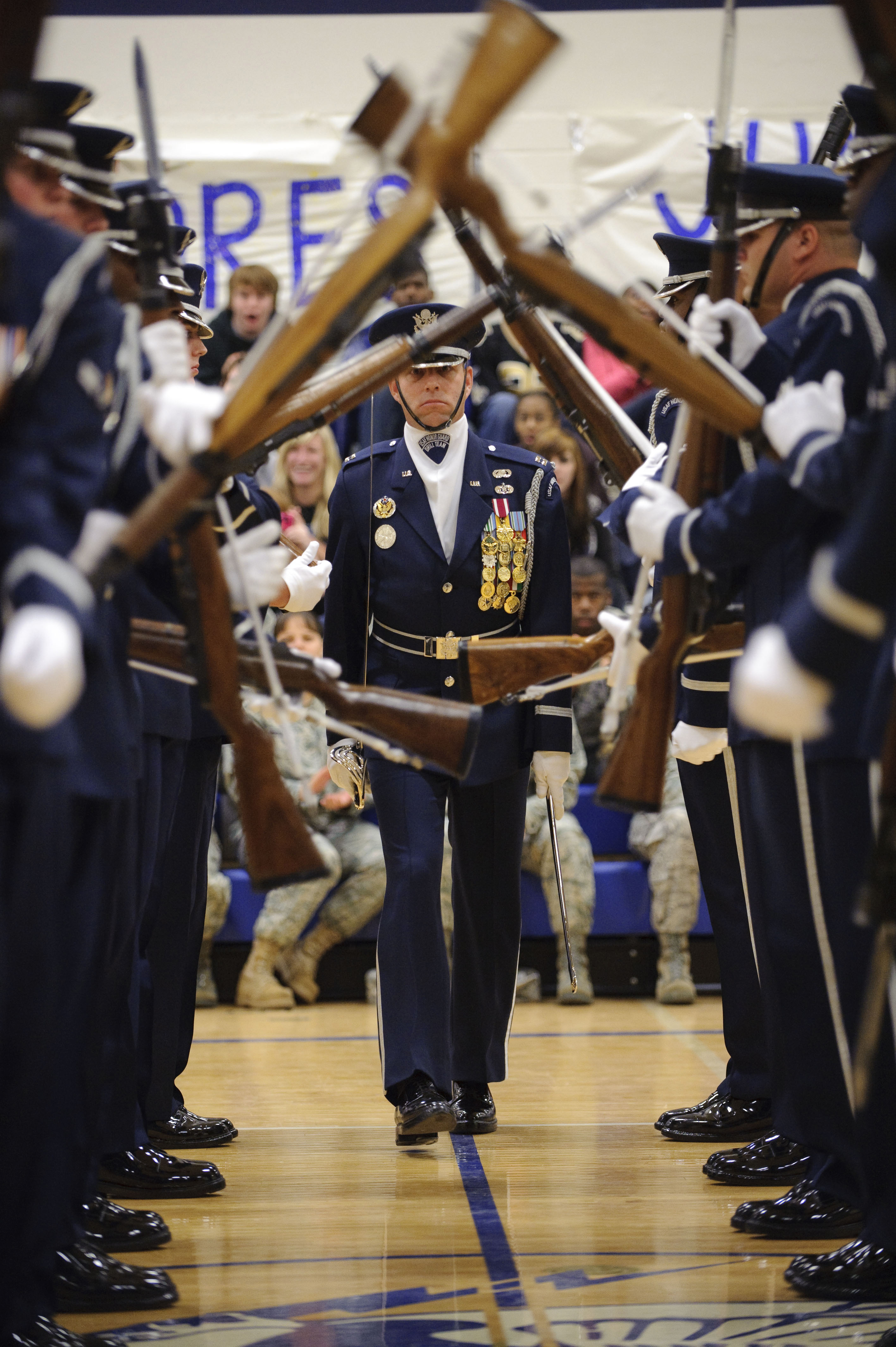 U.S. Air Force Honor Guard Drill Team performs for Randolph schools ...