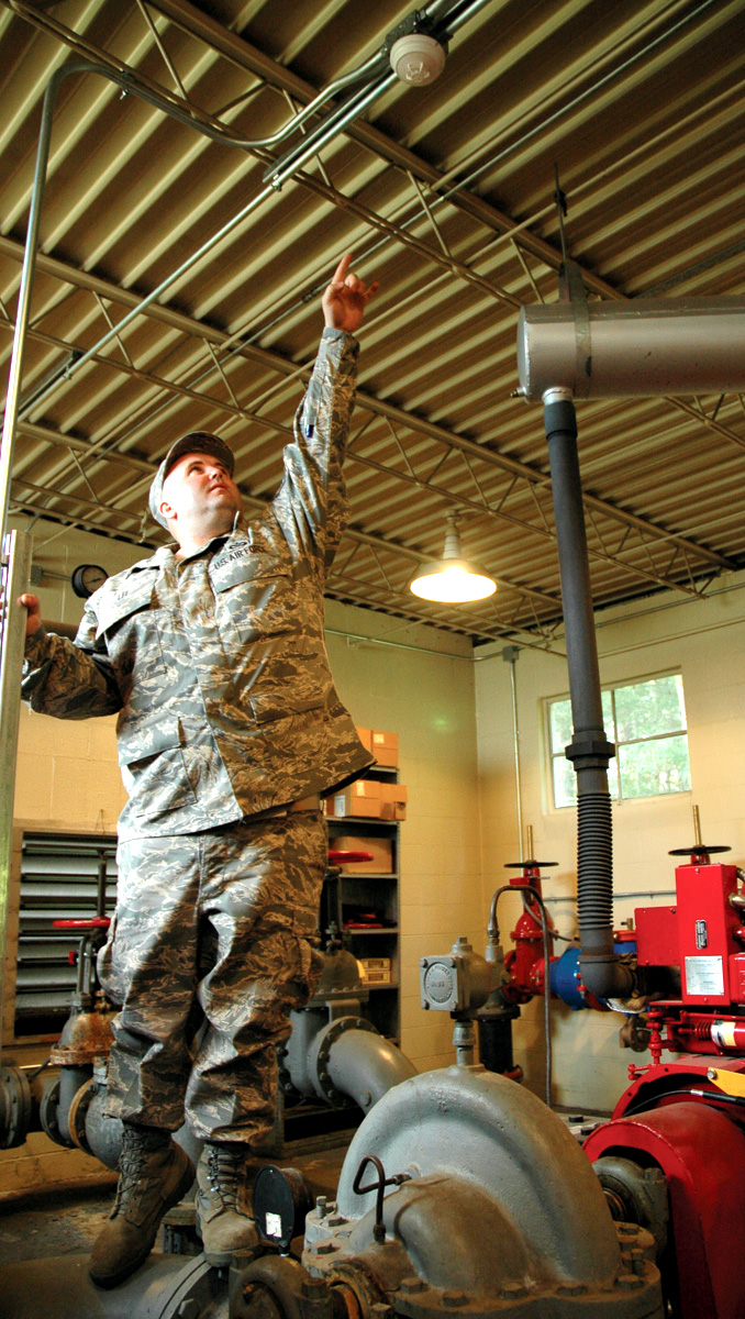 Civil engineers upgrade fire safety in old building > 446th Airlift ...