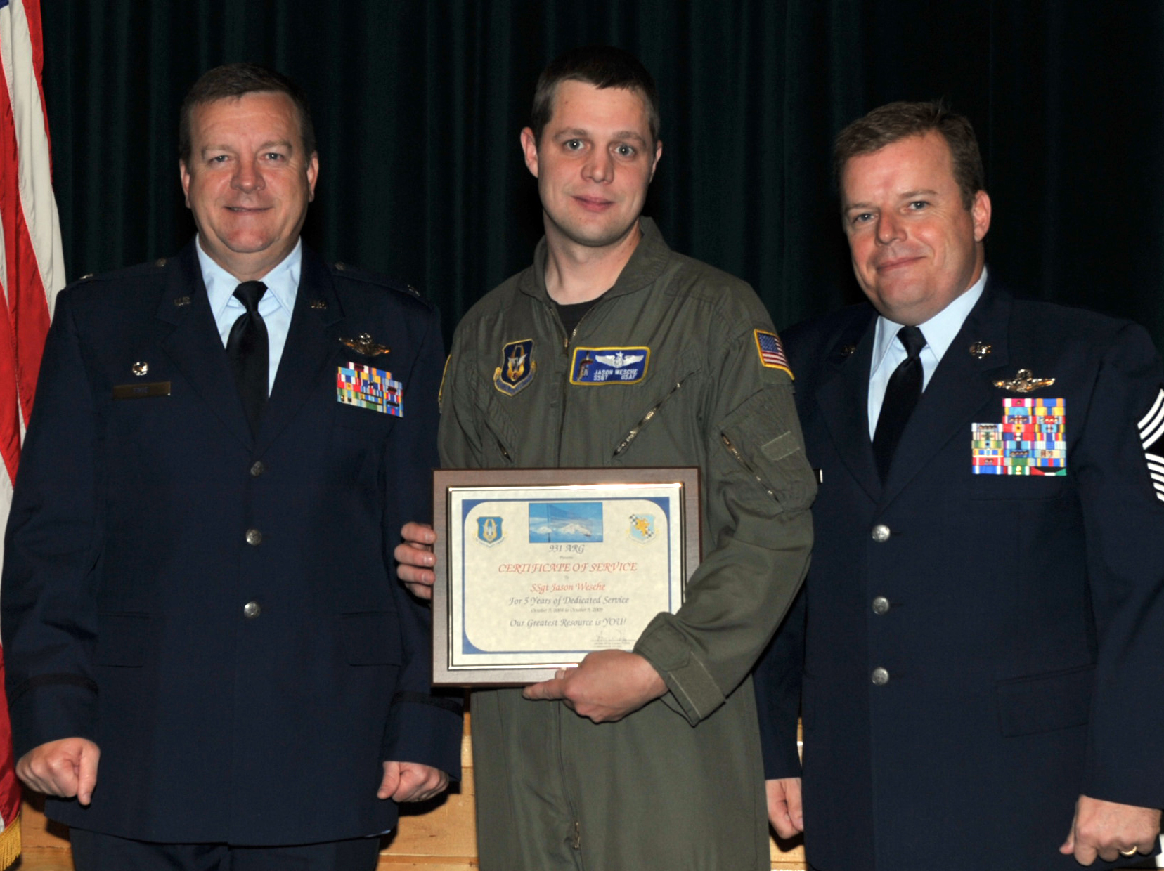 Staff Sgt. Jason Wesche, Five Years of Service to the 931st ARG