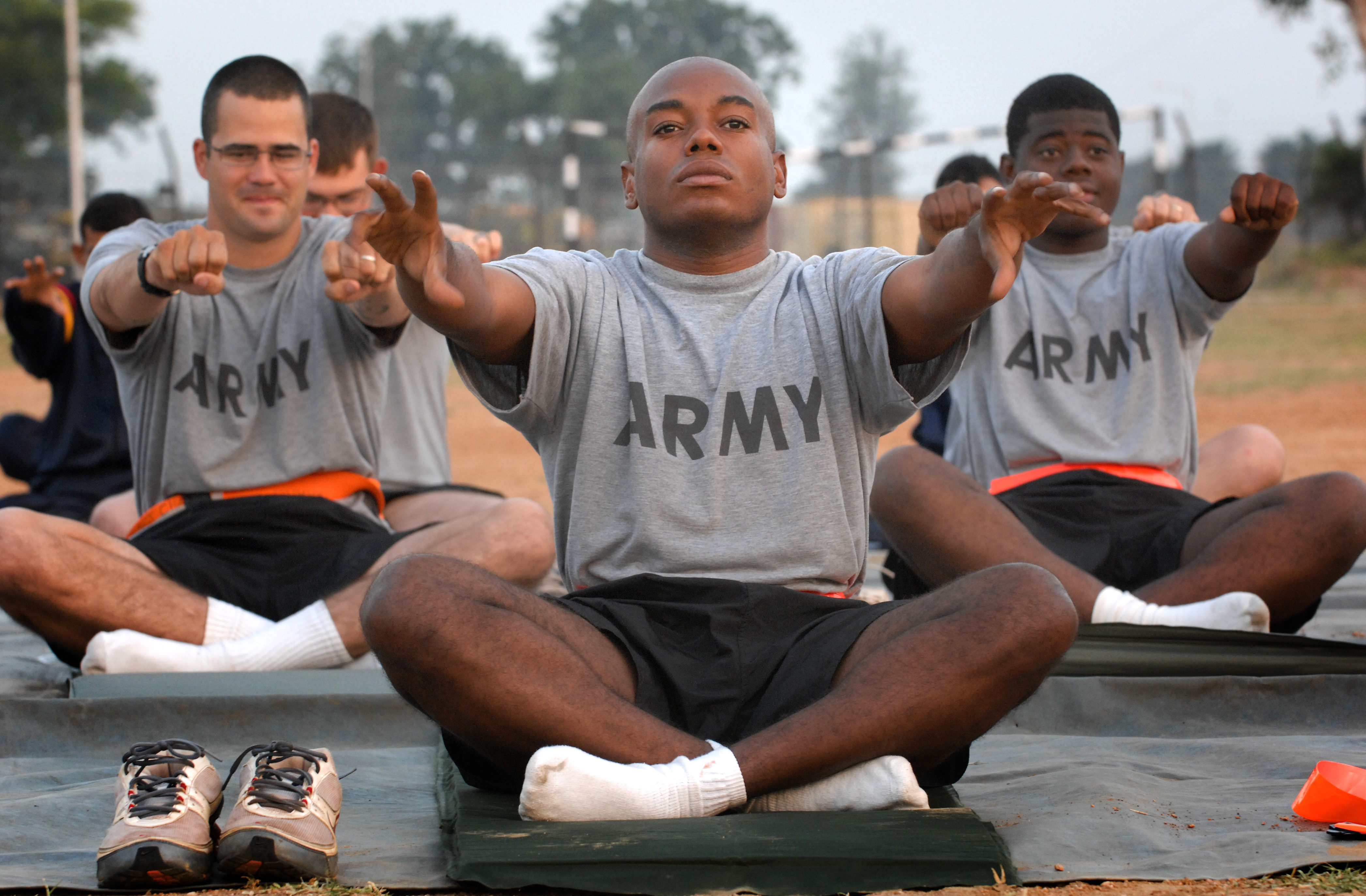 Military Men Doing Yoga