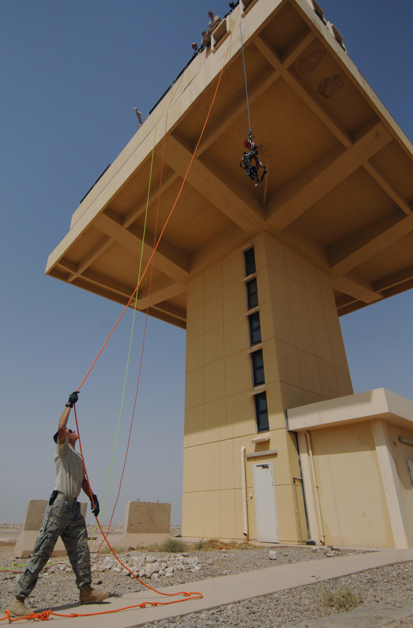 Balad firefighters rappel tower
