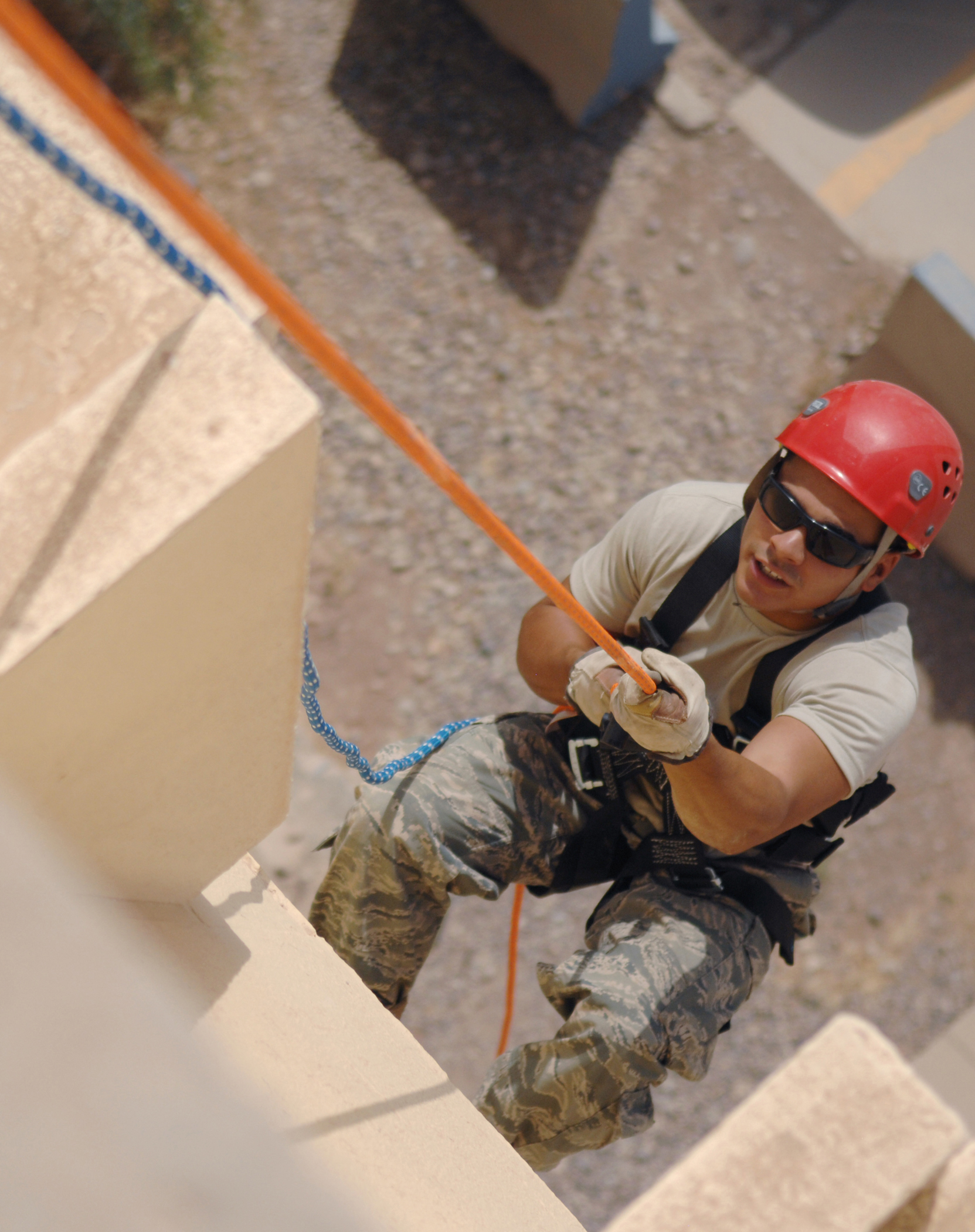 Balad firefighters rappel tower