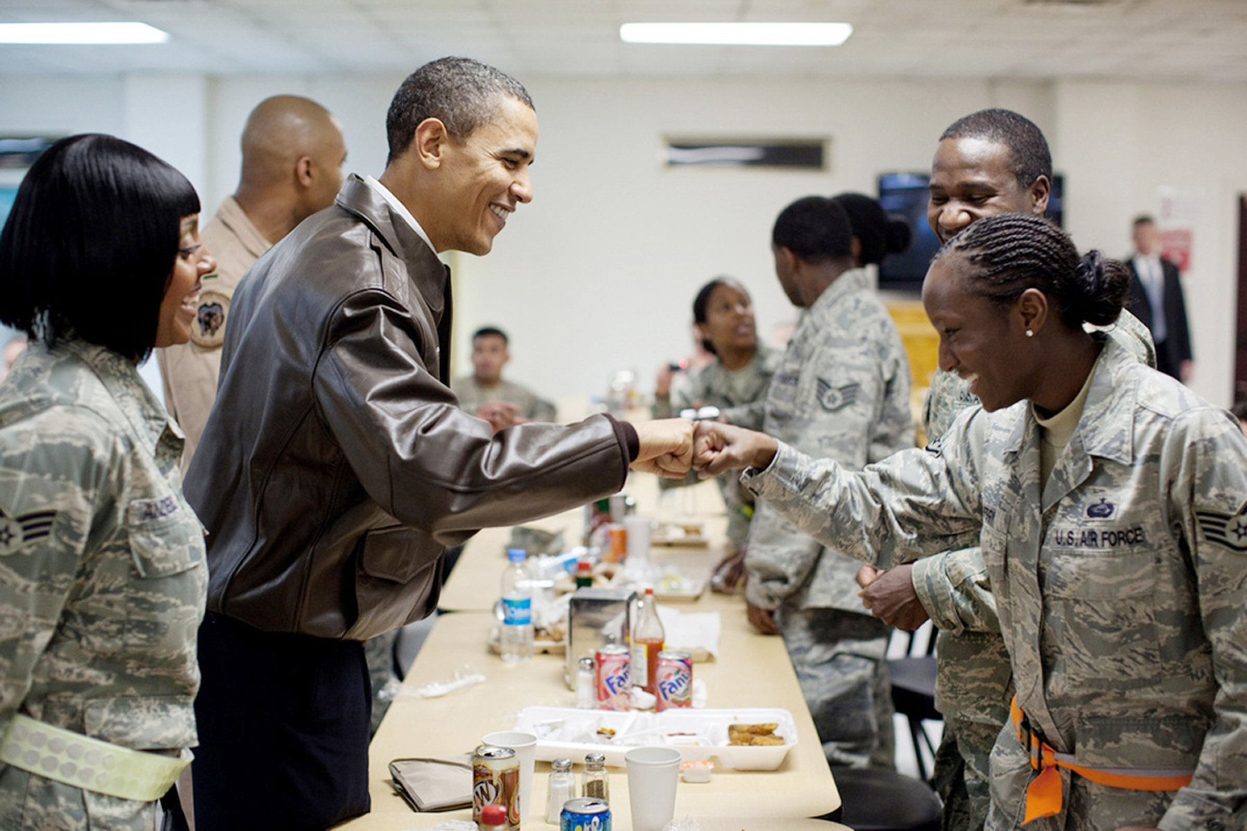 Fist-bumping the Chief