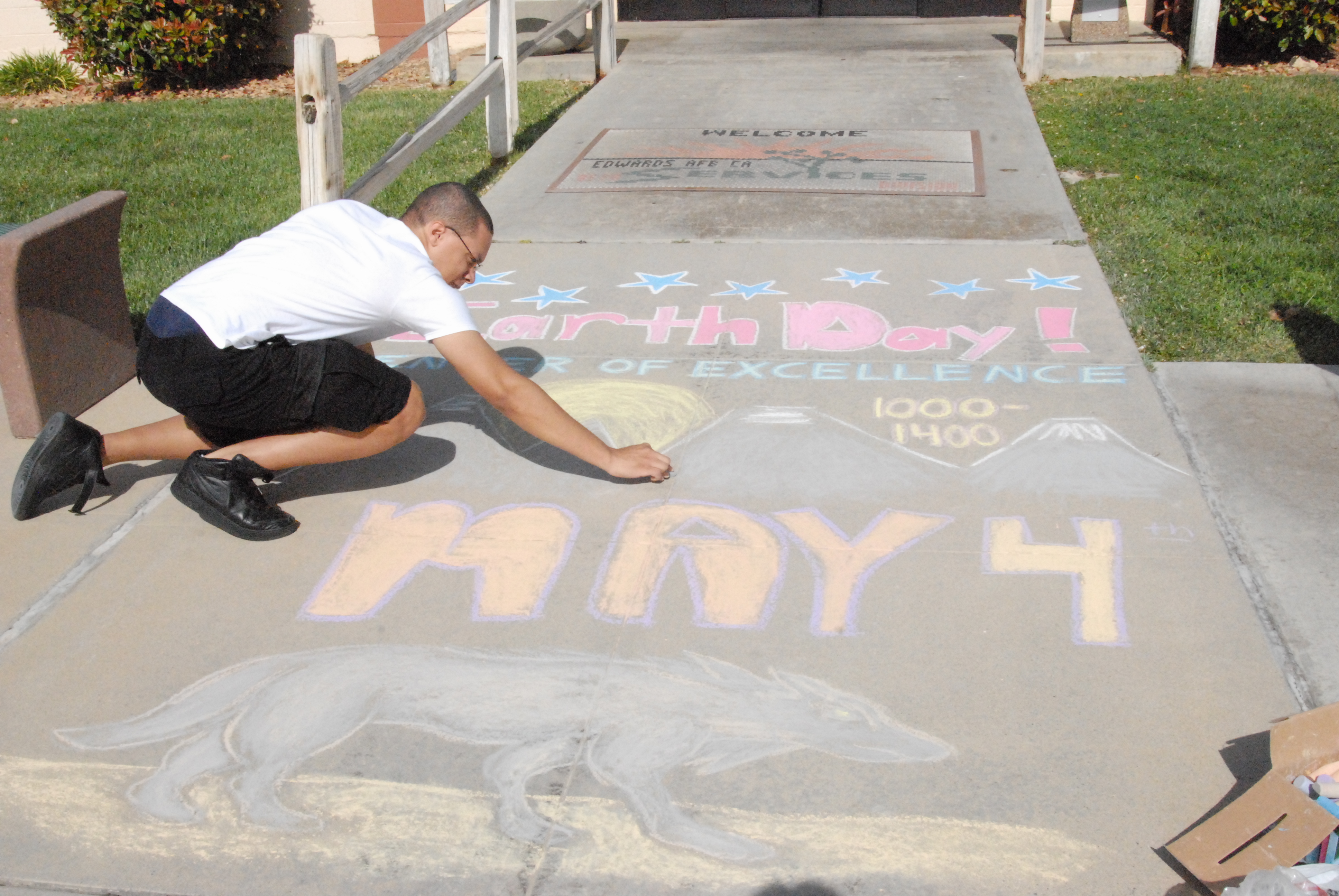 Edwards volunteers chalk up Earth Day awareness > Edwards Air Force ...