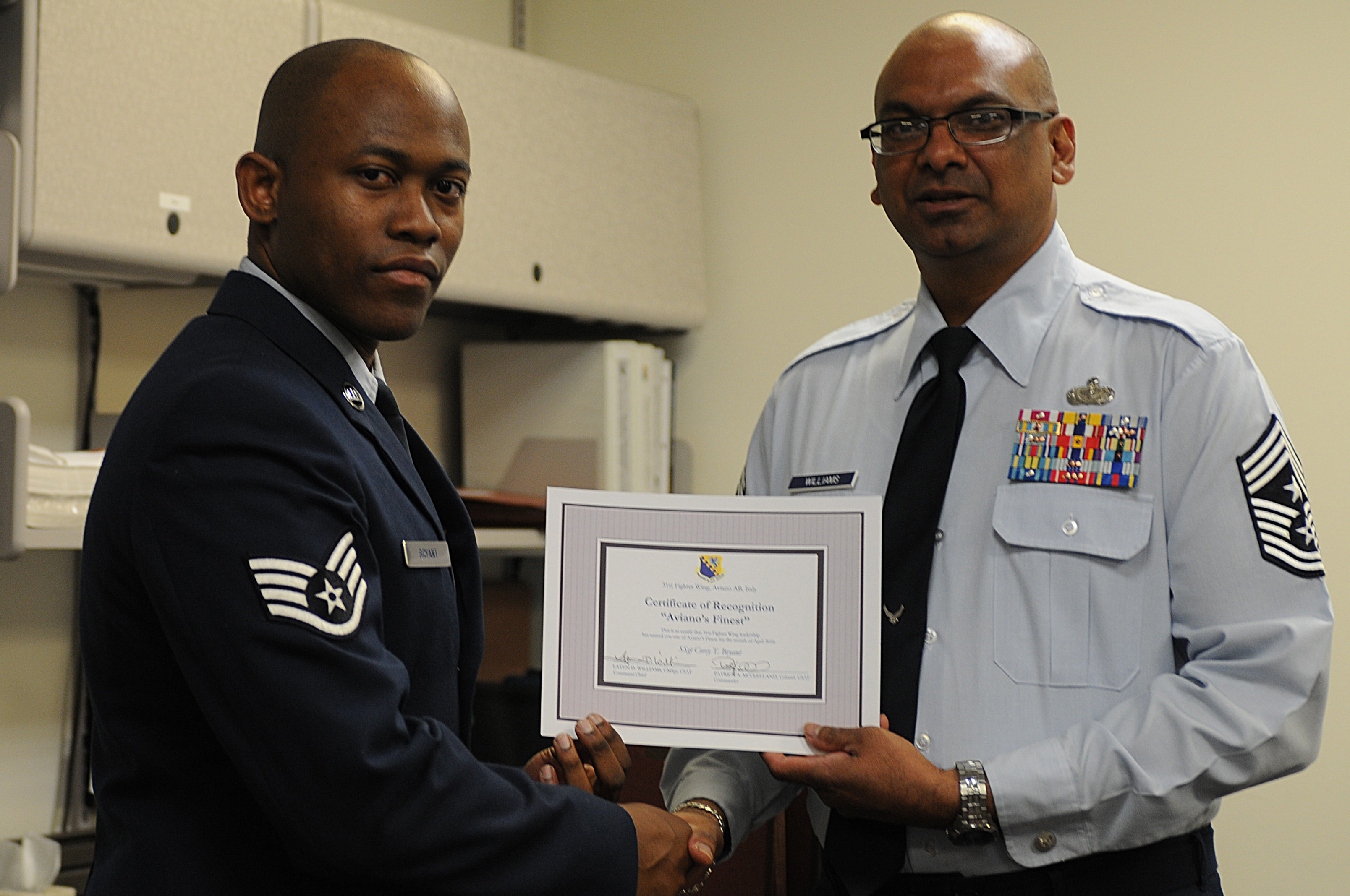 Wing leadership recognizes Aviano's Finest > Aviano Air Base > Display