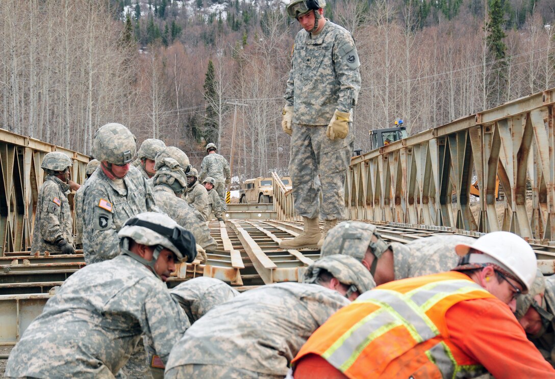 56th Engineer Company assembles M2 Bailey Bridge