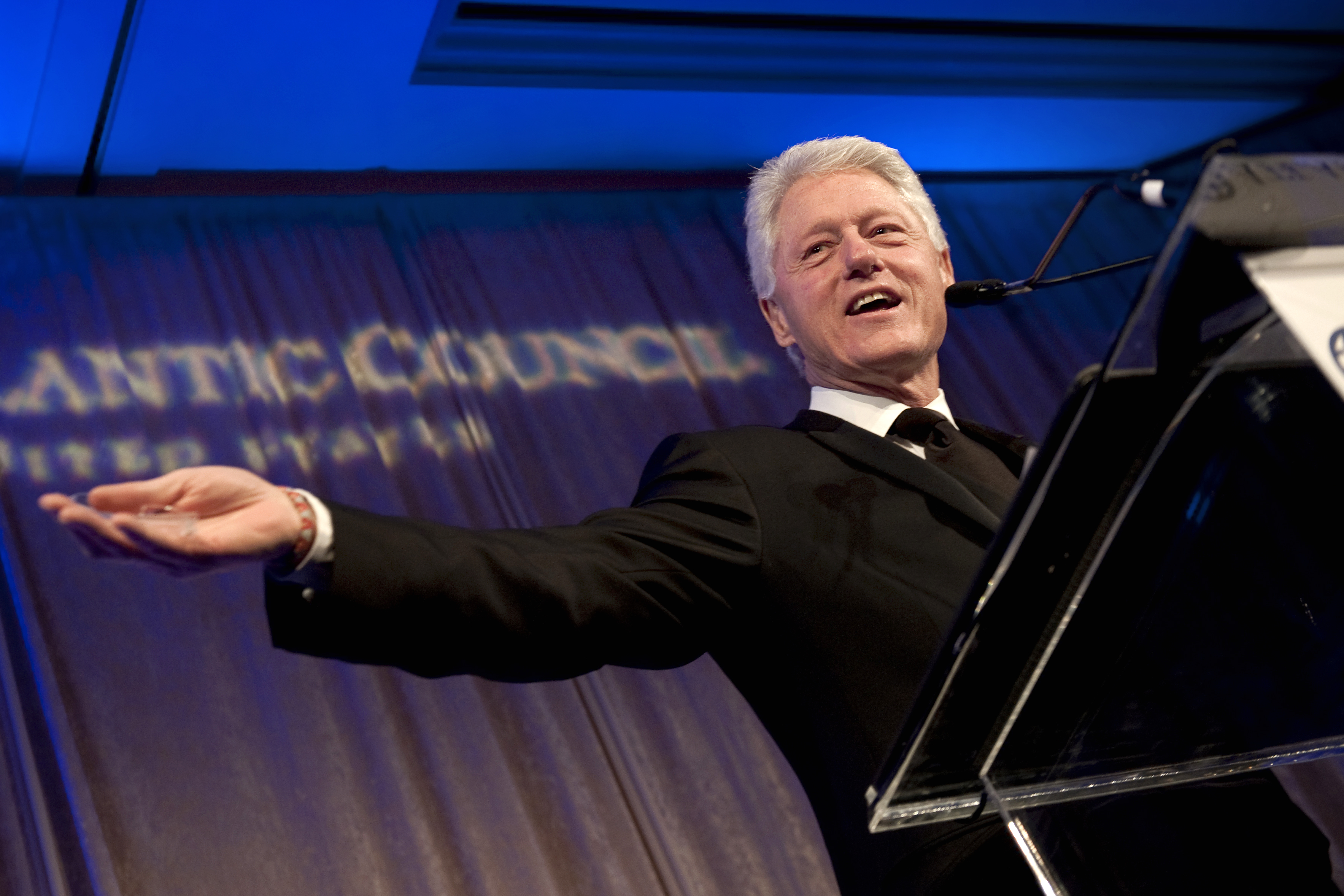 Former President Bill Clinton addresses the audience after receiving ...