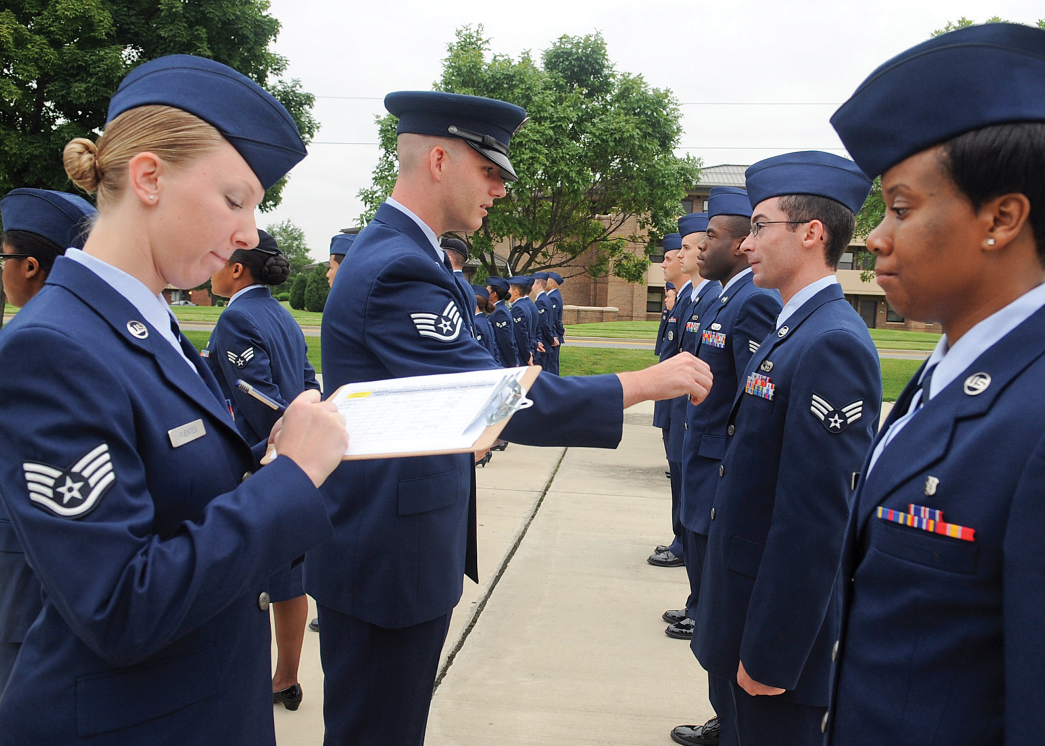 Airman Leadership School grads receive inspection