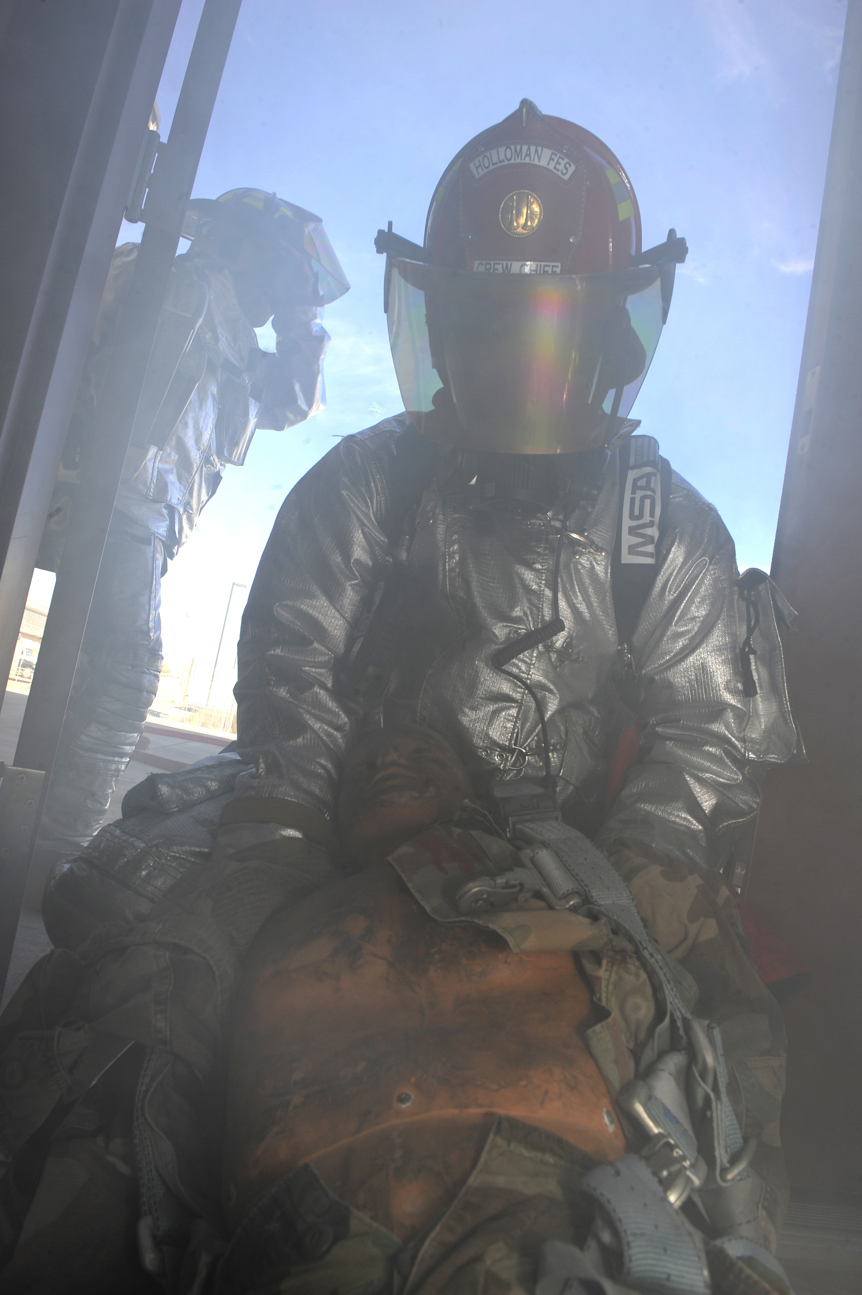 Firefighters perform structural fire exercise