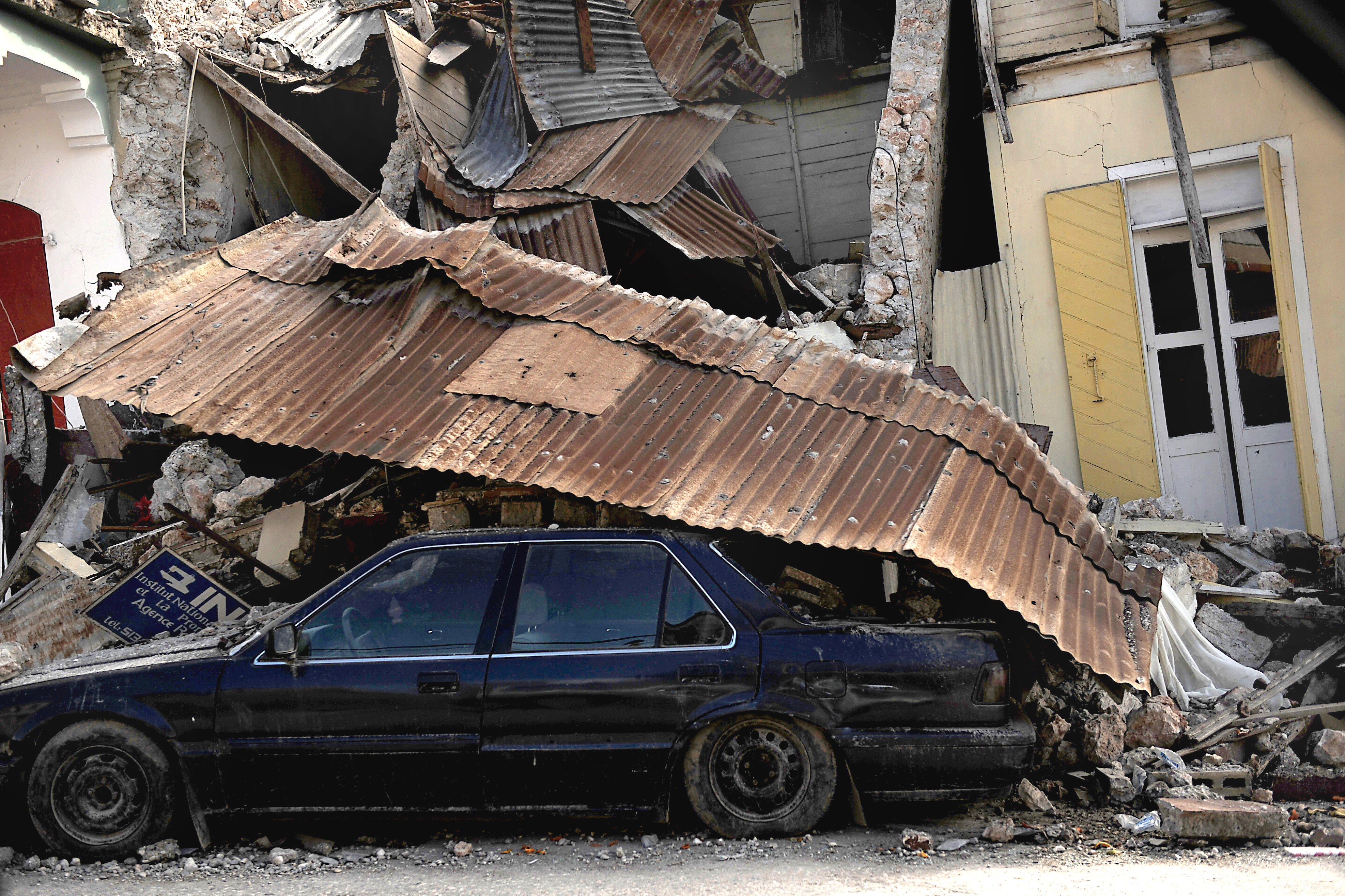Shown here Jan. 17, 2010, are buildings in Jacmel, Haiti, that were ...