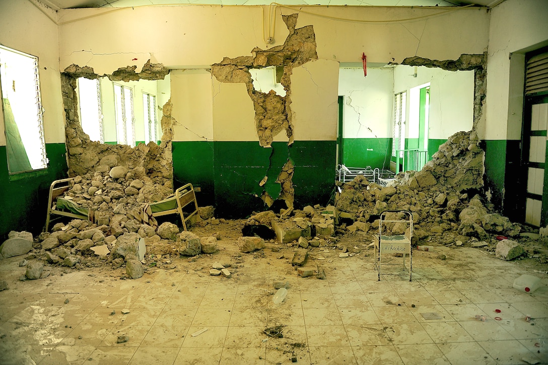 Shown here Jan. 17, 2010, are destroyed buildings in Jacmel, Haiti ...