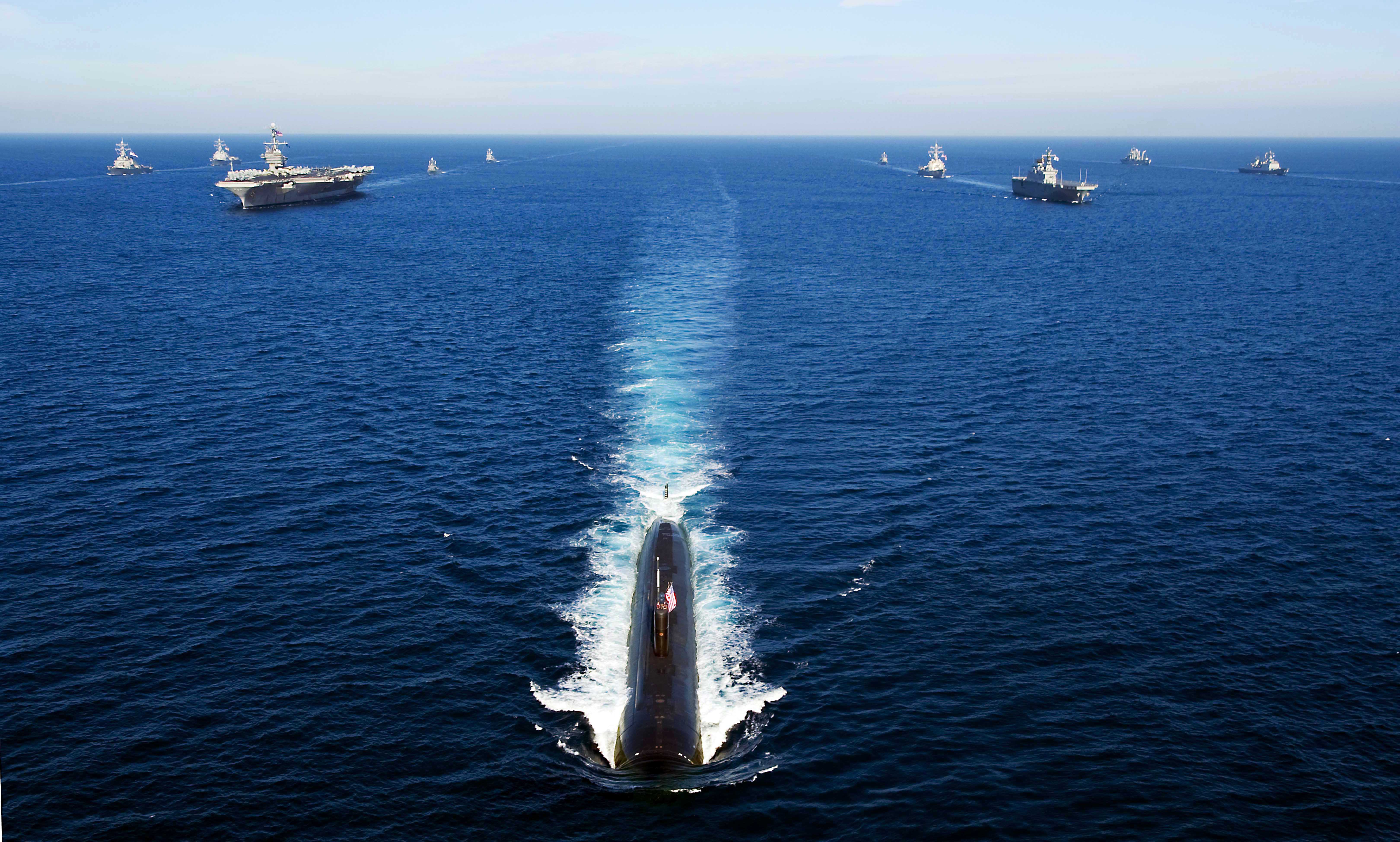 U.S. Navy and South Korean ships transit the East Sea in a 13-ship ...